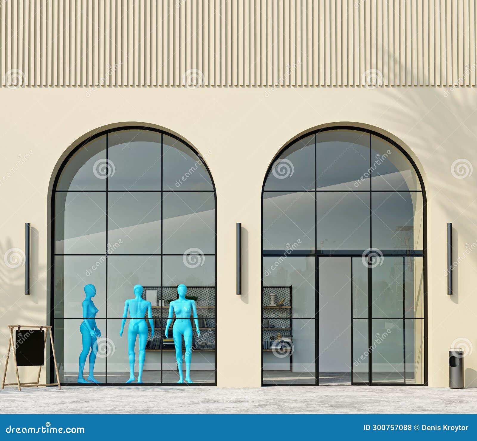 Contemporary Arched Front Door and Showcase Stock Illustration ...