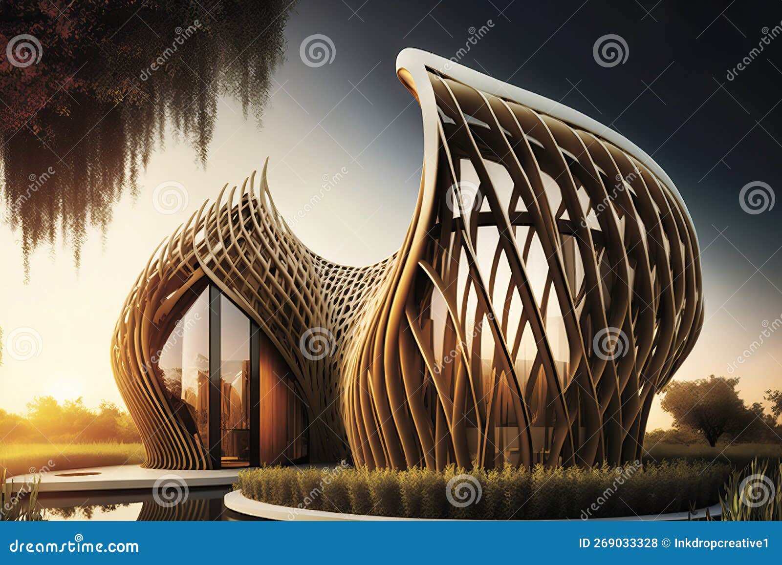 Contemporary Architect Designed Modern House. Flowing Curved Structure ...