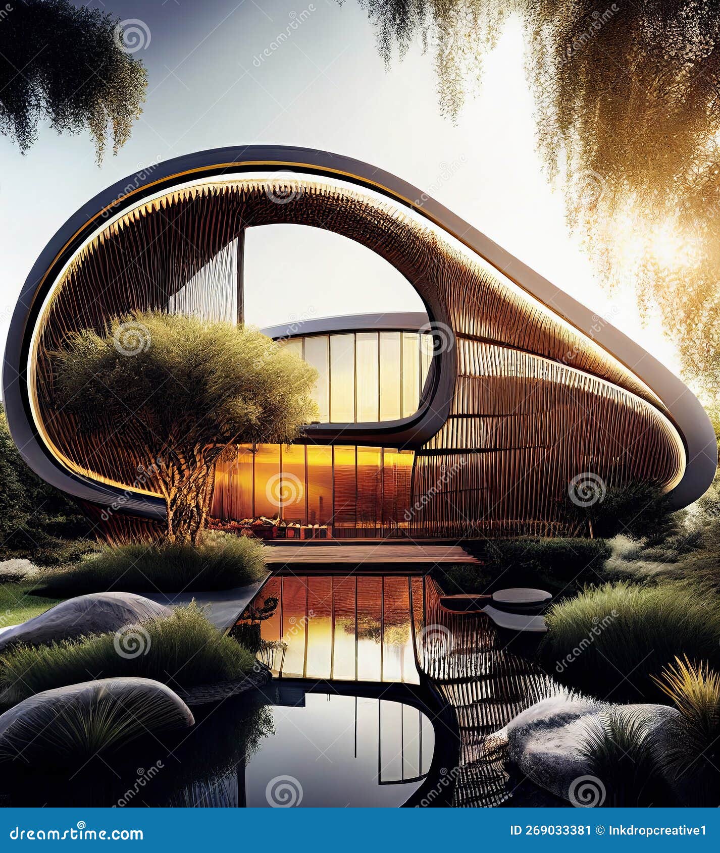 Contemporary Architect Designed Modern House. Flowing Curved Structure ...