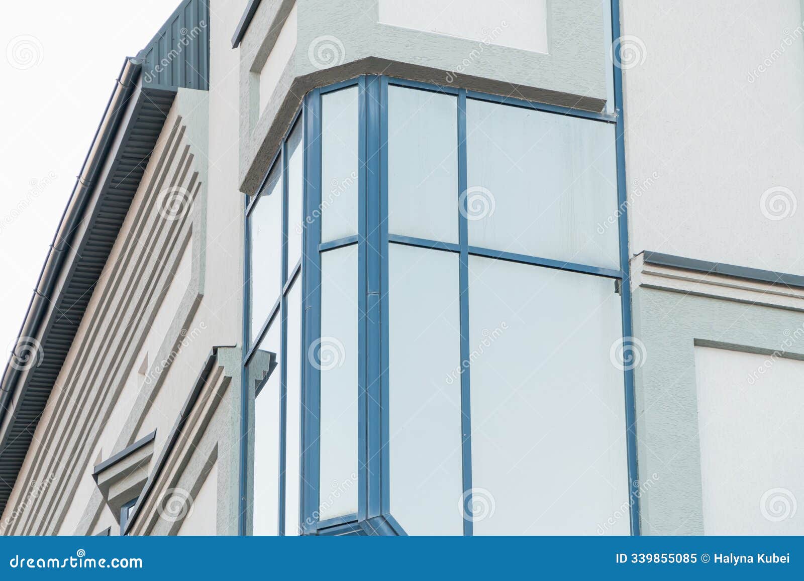 Contemporary Architectural Corner with Glass Facade and Geometric ...