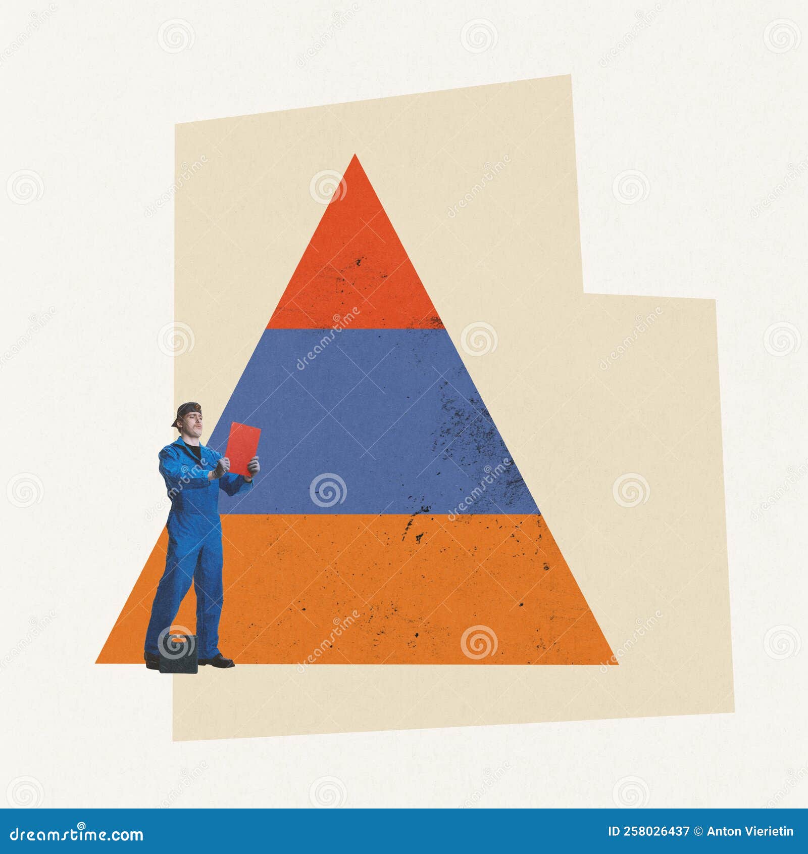 Contemporary Art Collage. Man, Technical Worker Checking Business ...