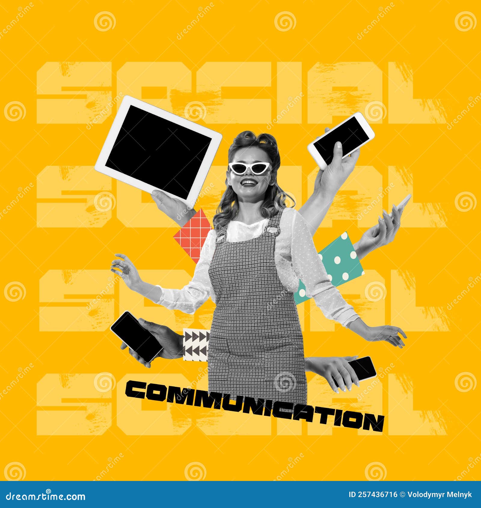 Contemporary Art Collage. Woman with Many Hands Sticking Out Her Back ... Contemporary Art Collage. Woman with Many Hands Sticking Out Her Back ...