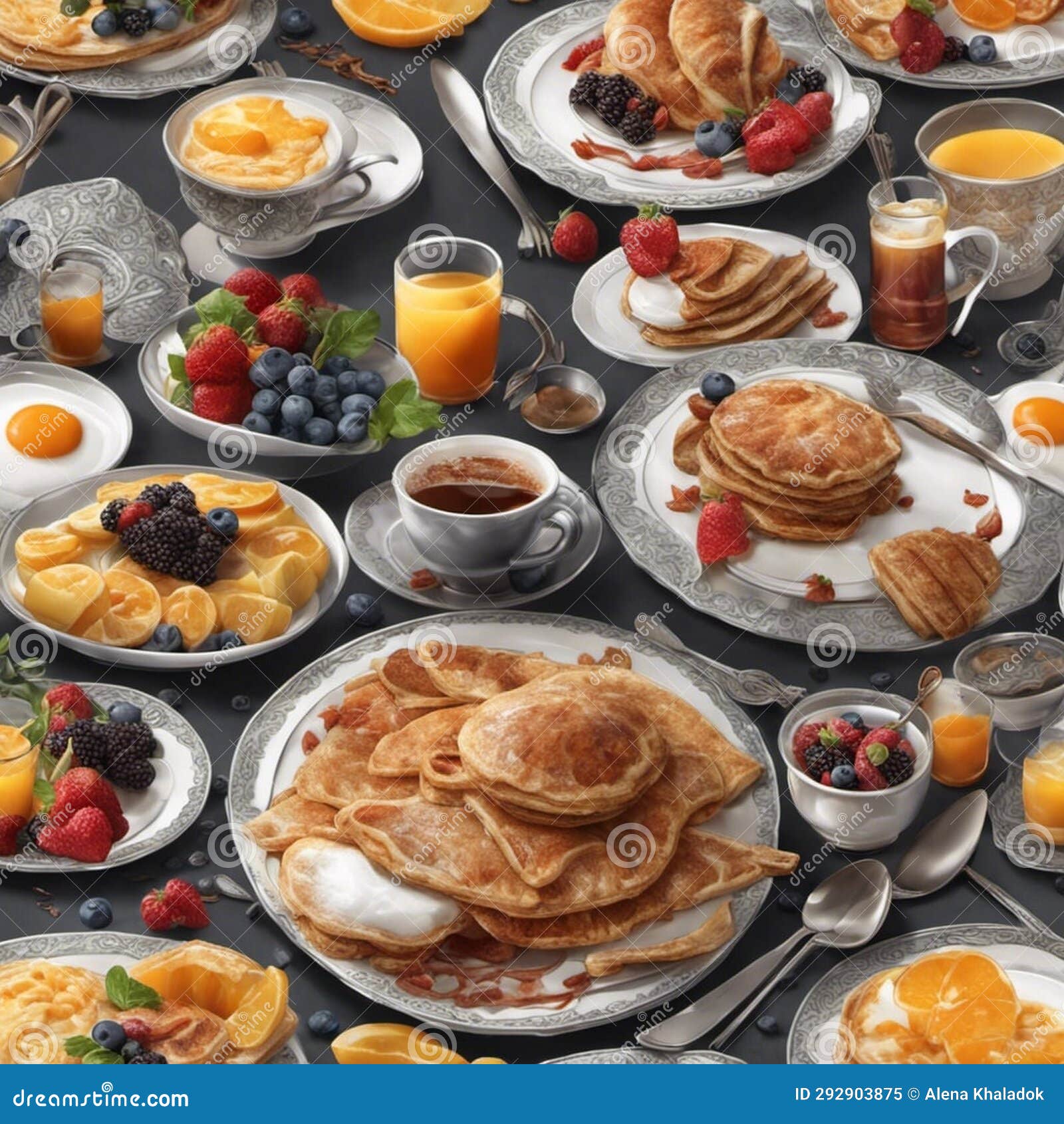 Breakfast on the table stock illustration. Illustration of produce ...