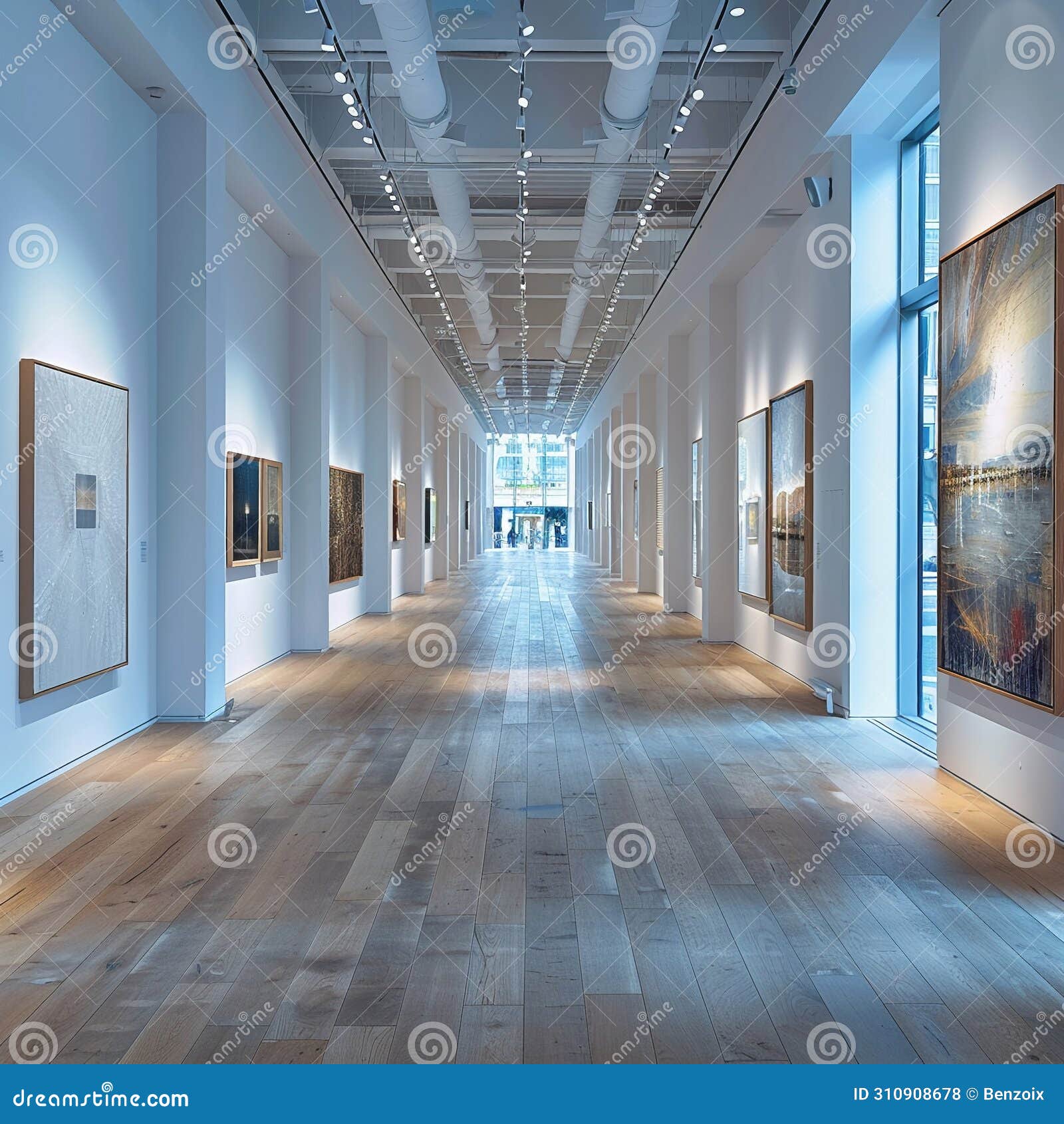 Contemporary Art Gallery Interior with White Walls and Spotlighting ...