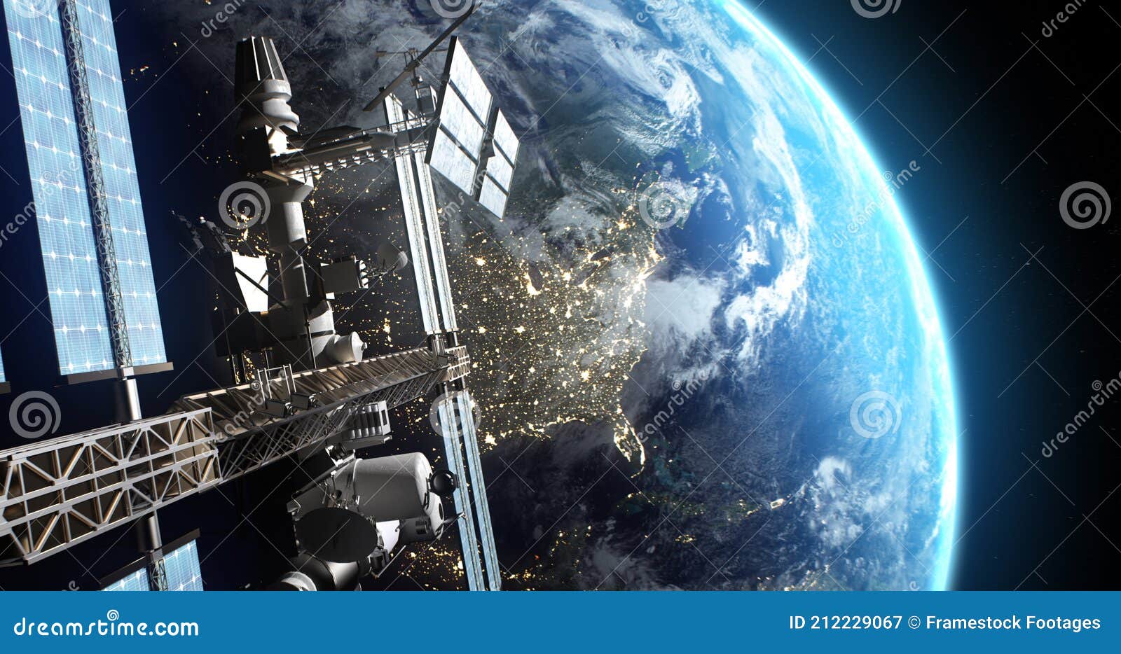 Artificial Satellite Flying Over Earth Stock Image - Image of ...