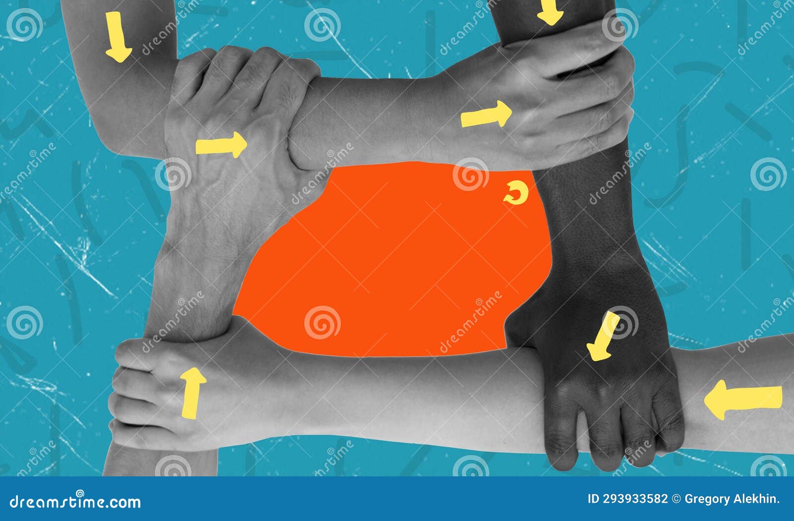 Contemporary Artistic Collage Featuring Multiple Hands Holding Each ...