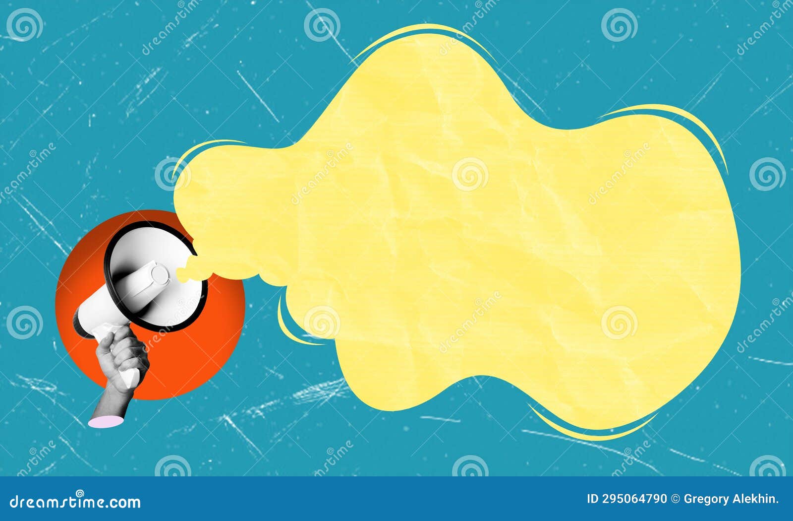 Contemporary Artistic Collage with an Image of a Loudspeaker on a Blue ...