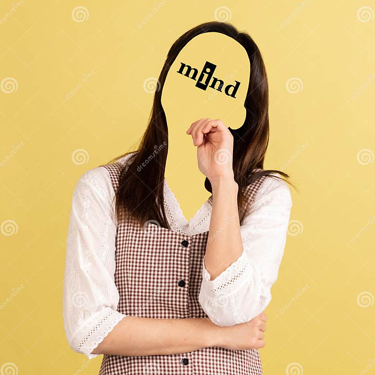 Contemporary Artwork Conceptual Portrait Of Faceless Woman With Word