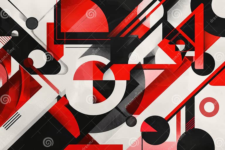 Explore Abstract Geometric Art with Vibrant Red and Black Shapes in a ...