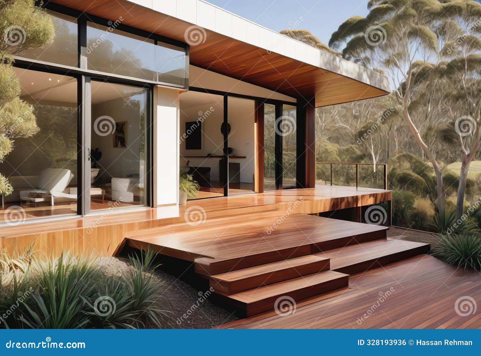 A Contemporary Australian Home S Front Entry and Deck Stock ...