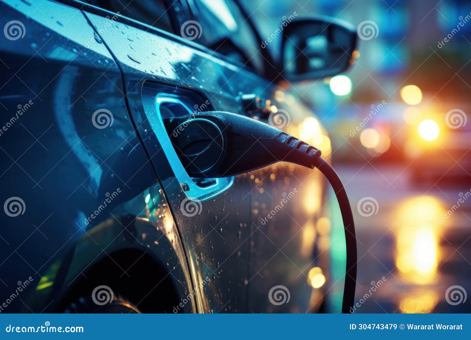 A Contemporary Automobile Charging and Getting Electricity Stock Image ...