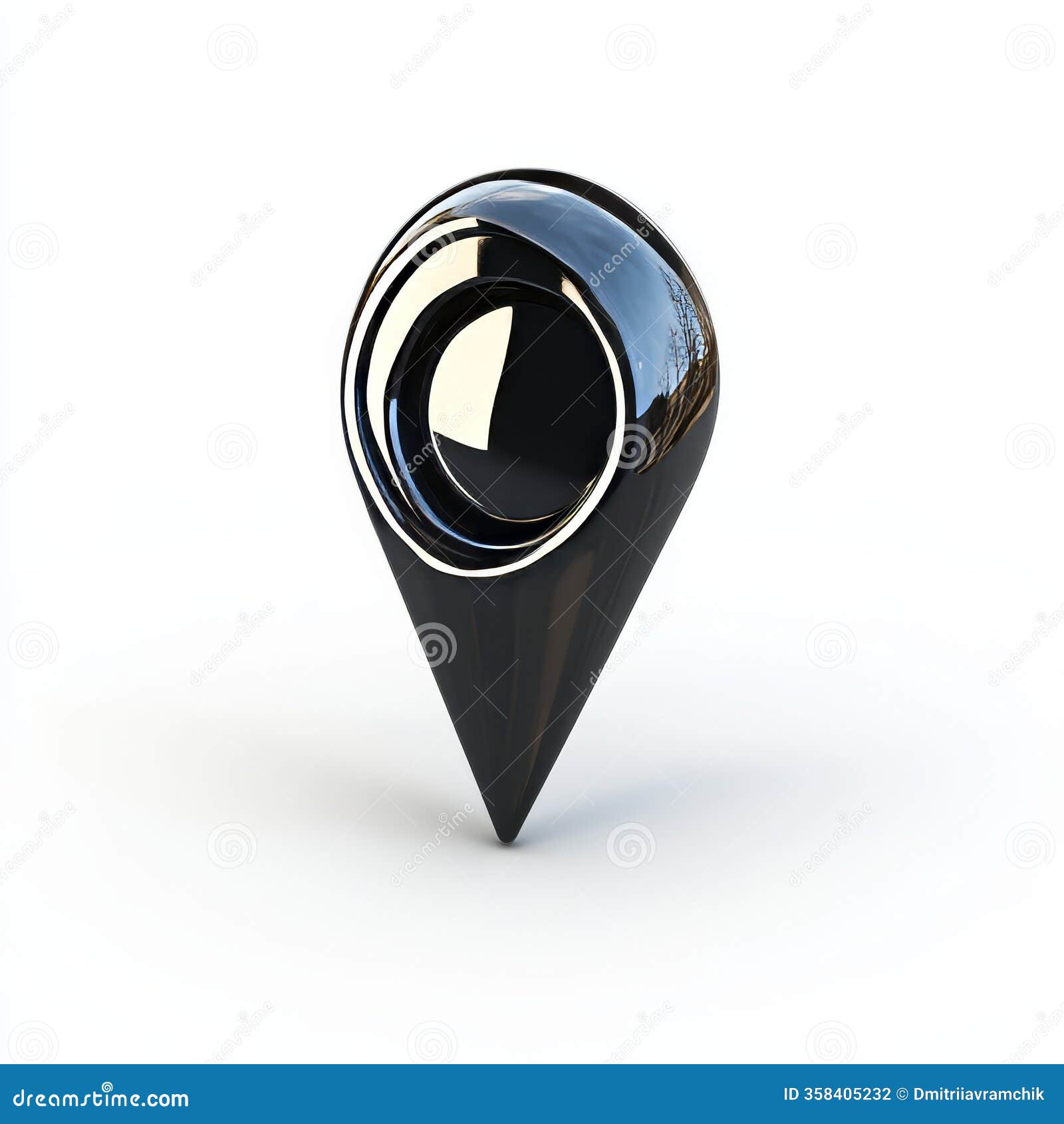 A Contemporary Black Location Pin Icon in a 3D Glossy Style, Displayed ...