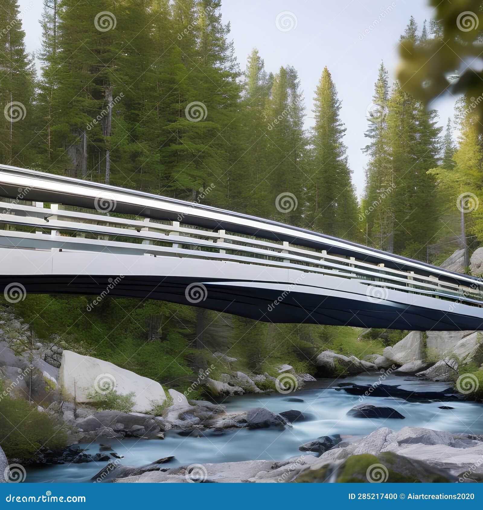 A Contemporary Bridge Design That Spans A River, Emphasizing Both ...