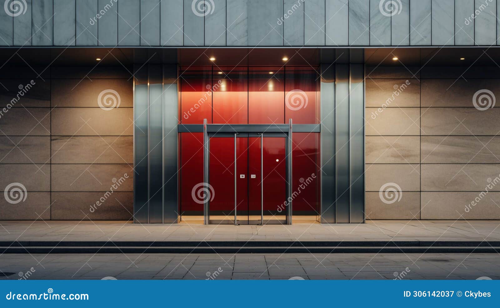 Contemporary Building with Modern Entryway Stock Illustration ...