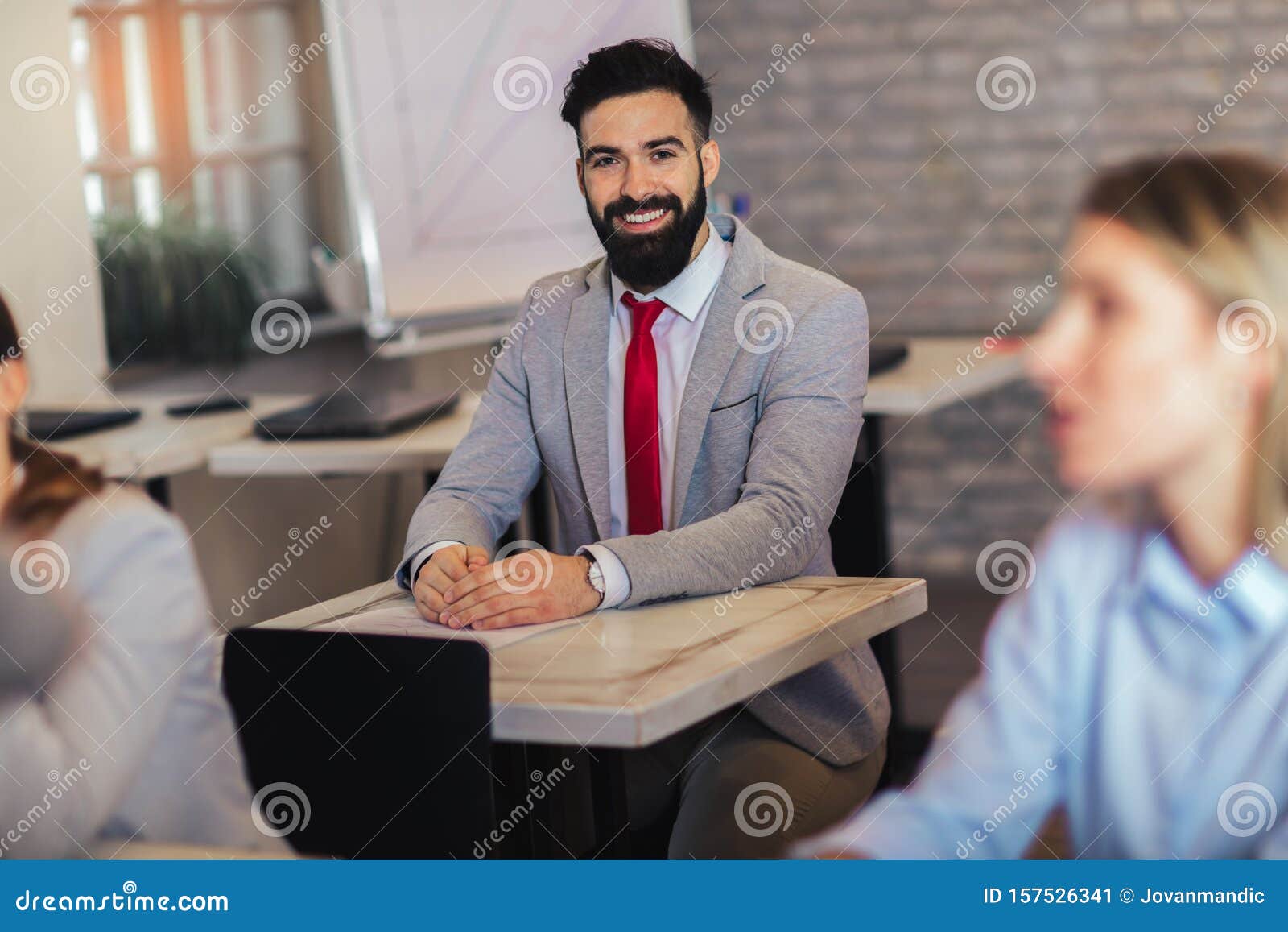 Business Man Attending Seminar or Qualification Course of Study Stock ...