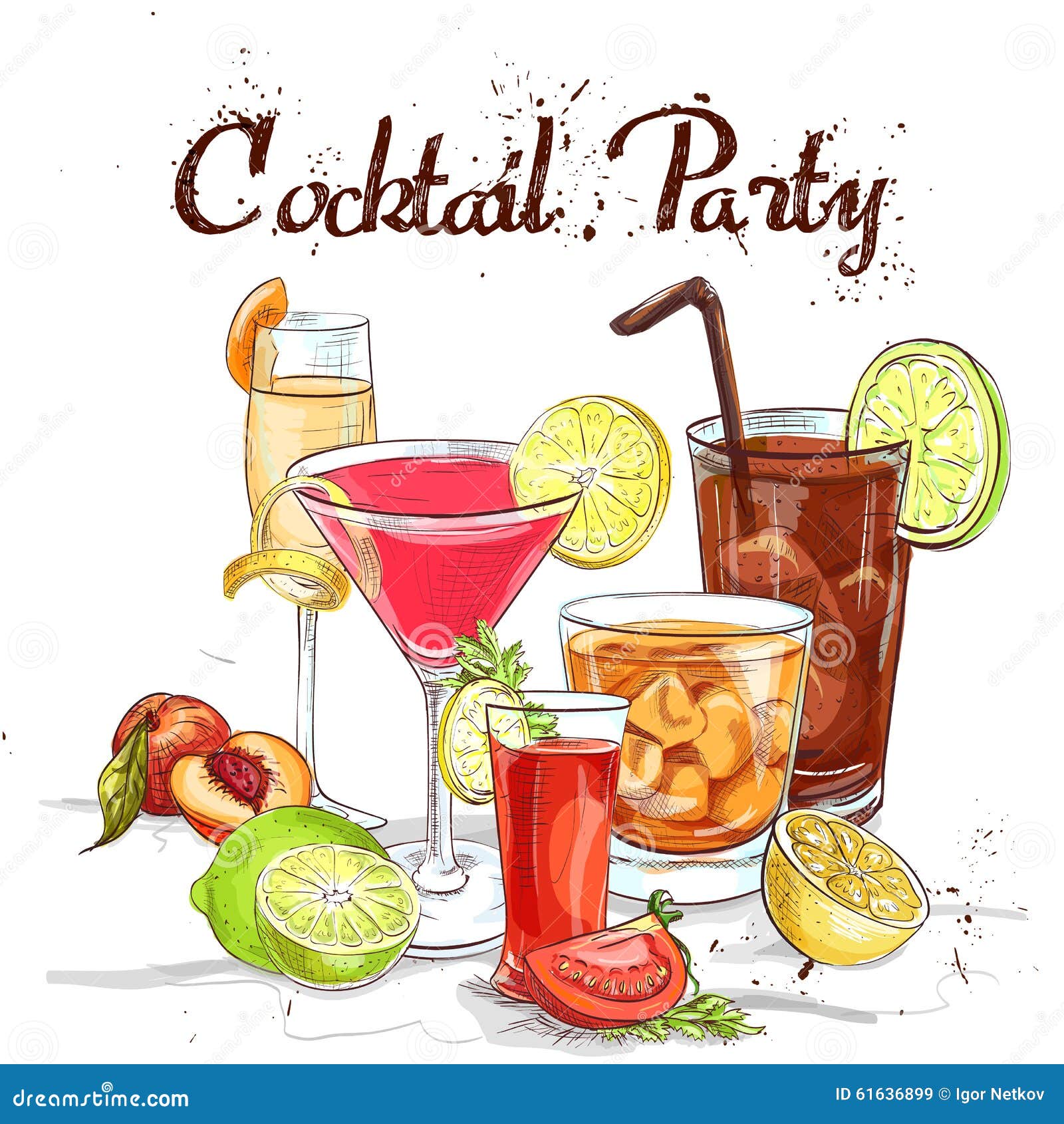 Contemporary Classics Cocktail Set Cocktail Party Stock Vector ...