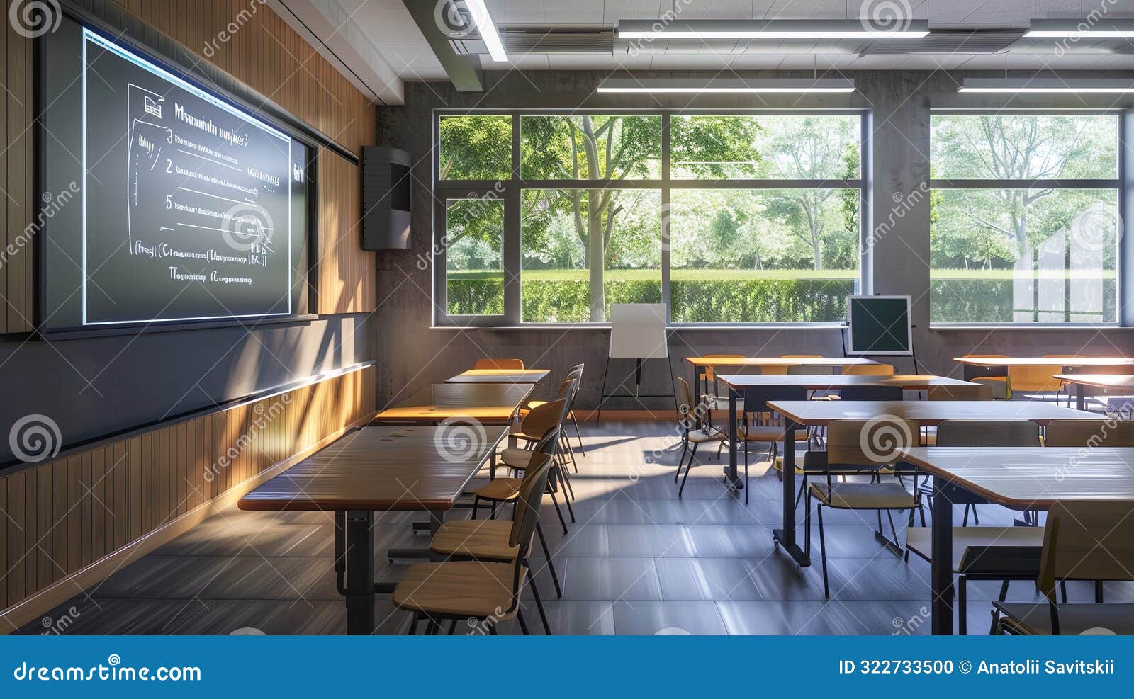 A Contemporary Classroom with Interactive Panels and AI Assistants ...