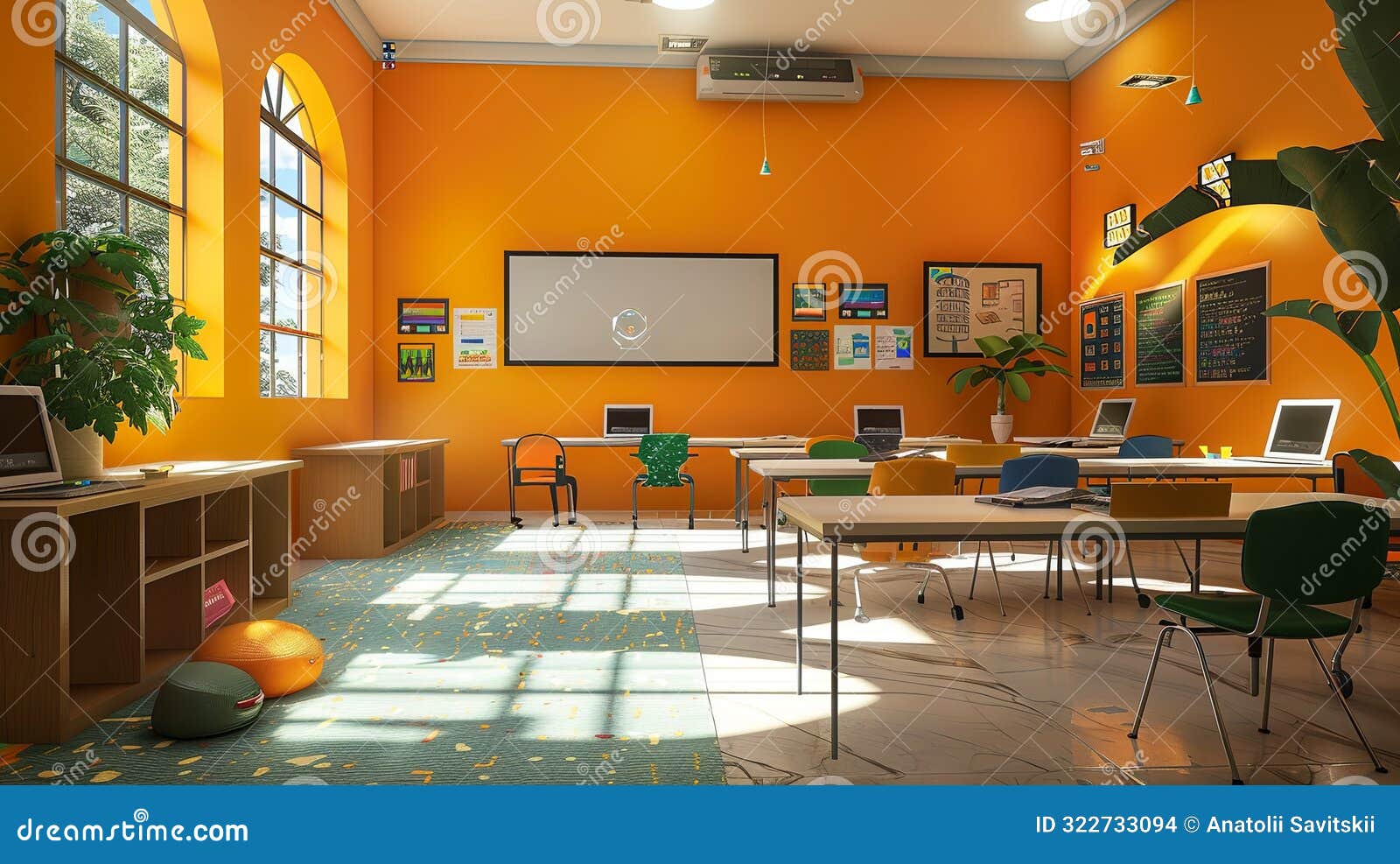 A Contemporary Classroom with Interactive Panels and AI Assistants ...