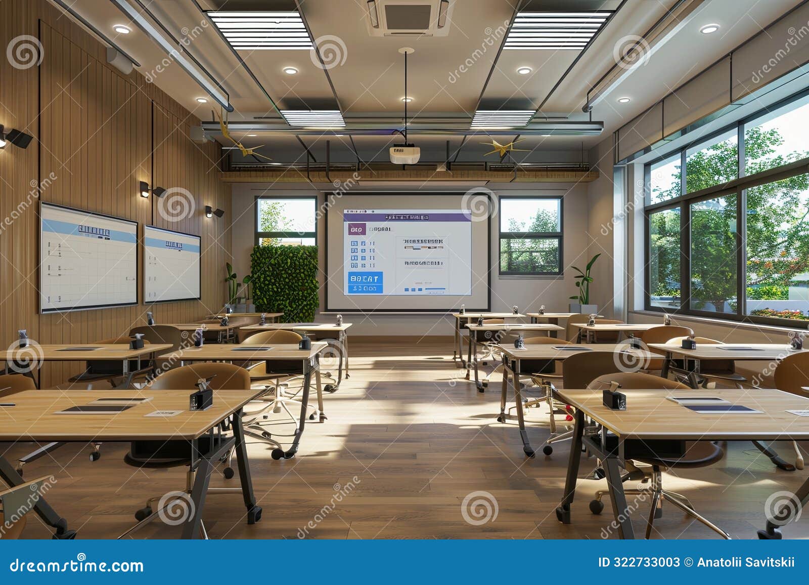 A Contemporary Classroom or Study Space Equipped with Interactive ...