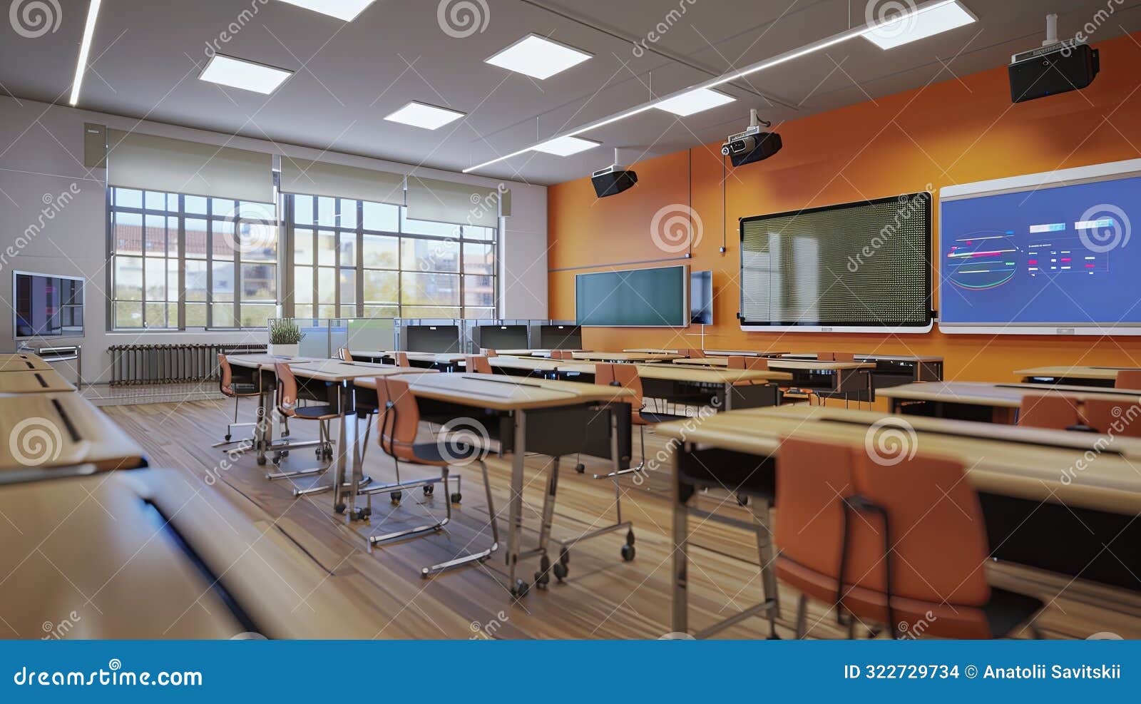 A Contemporary Classroom or Study Space Features Interactive Panels and ...