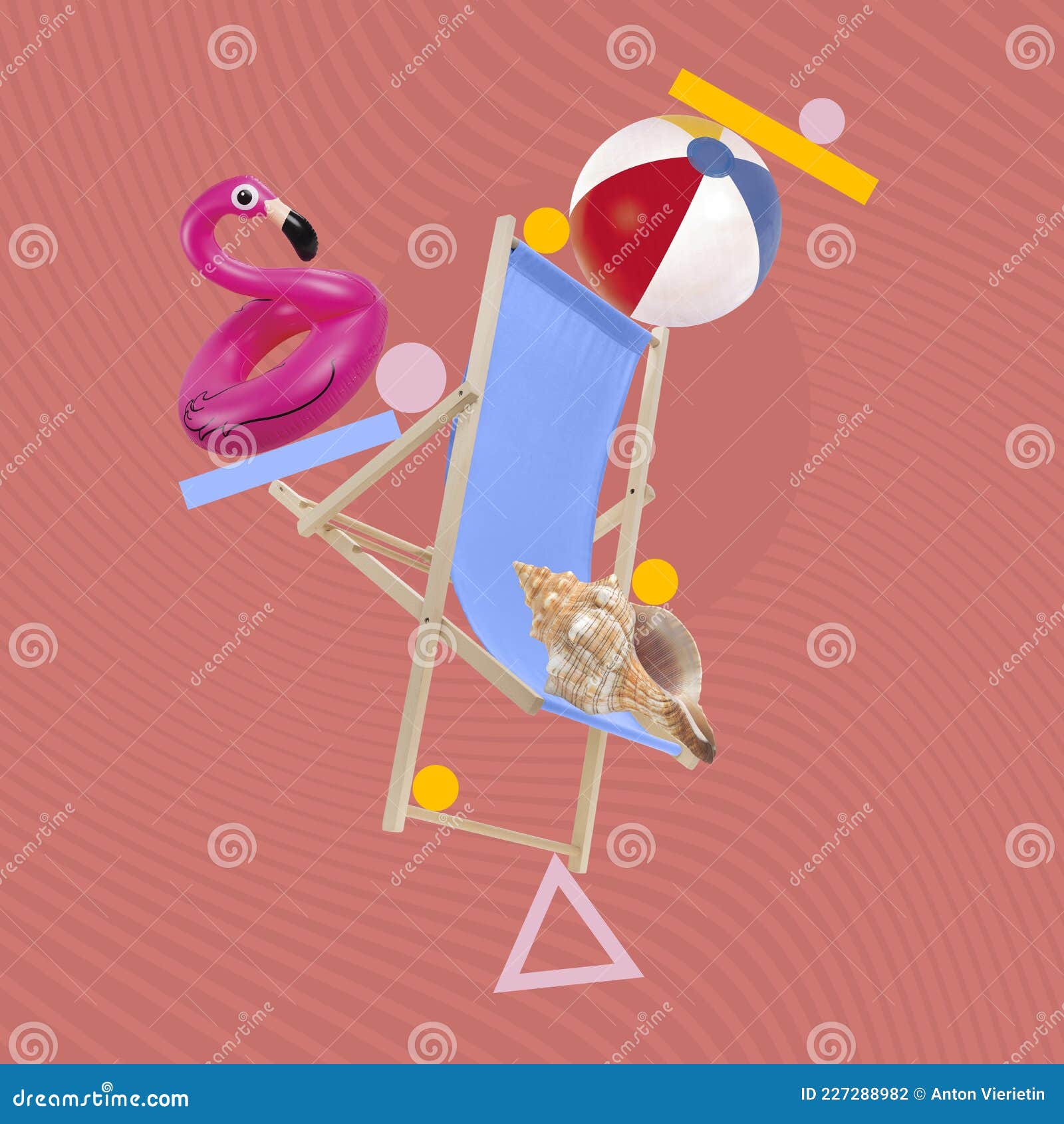 Contemporary Collage. Creative Static Composition with Beach Attributes ...