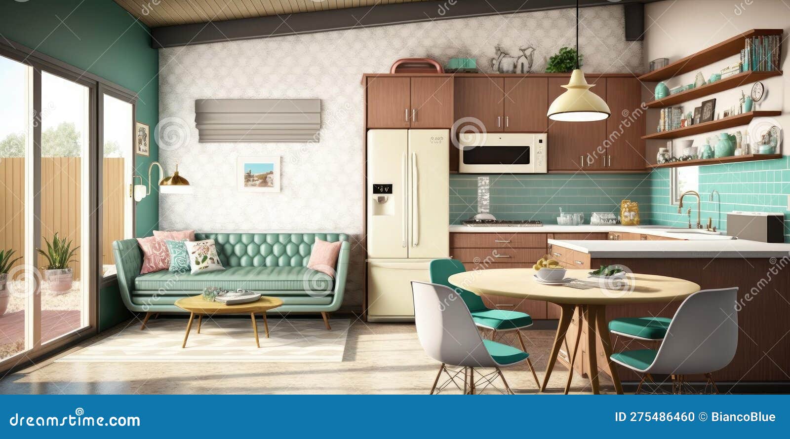 Contemporary Compact Design of Modern Kitchen in Stylish Home Stock ...