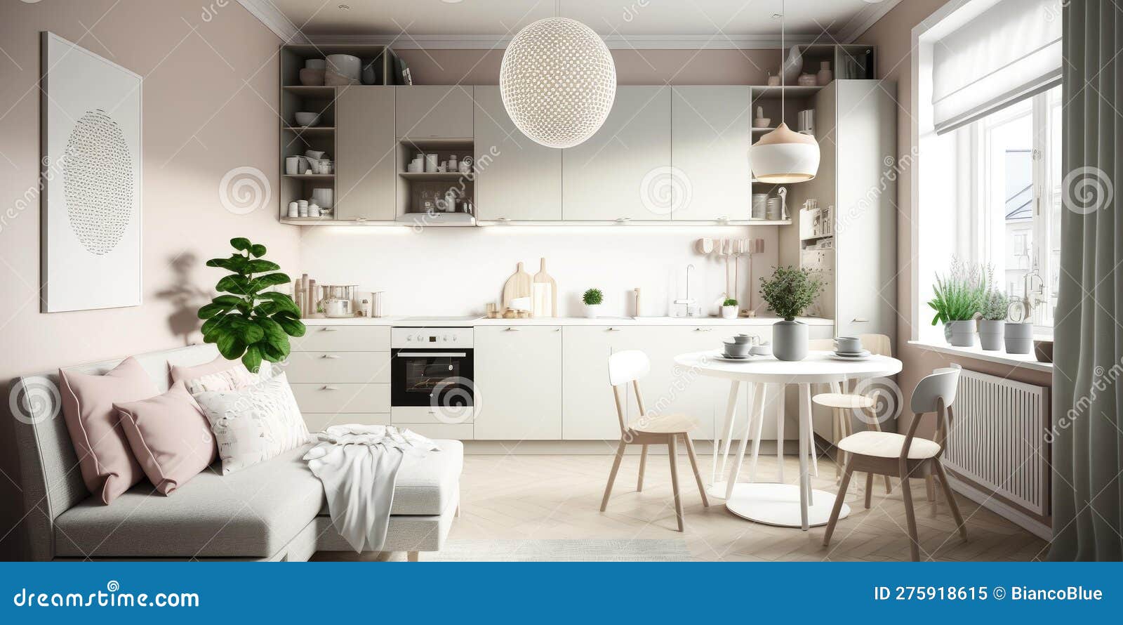 Contemporary Compact Design of Modern Kitchen in Stylish Home Stock ...