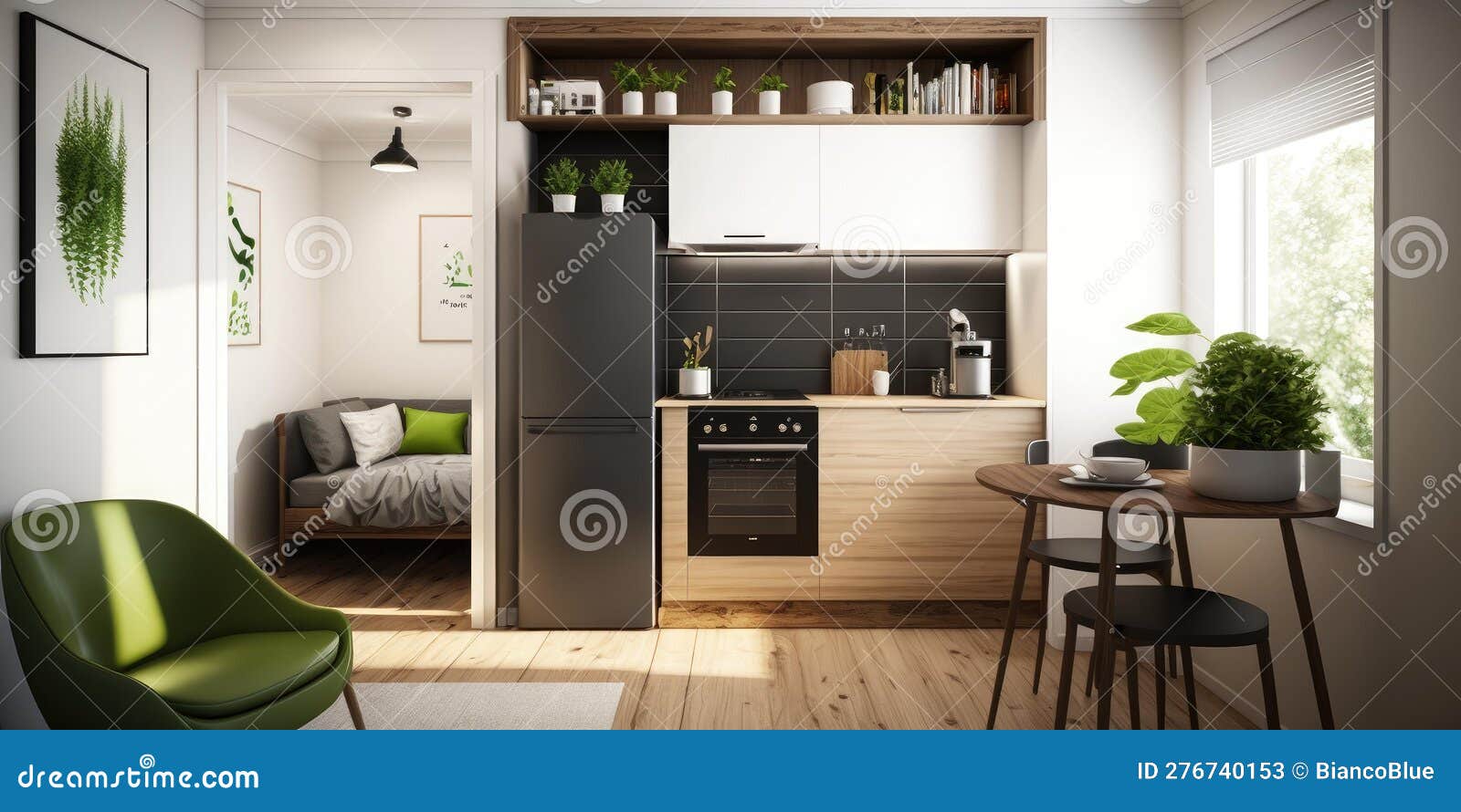 Contemporary Compact Design of Modern Kitchen in Stylish Home Stock ...