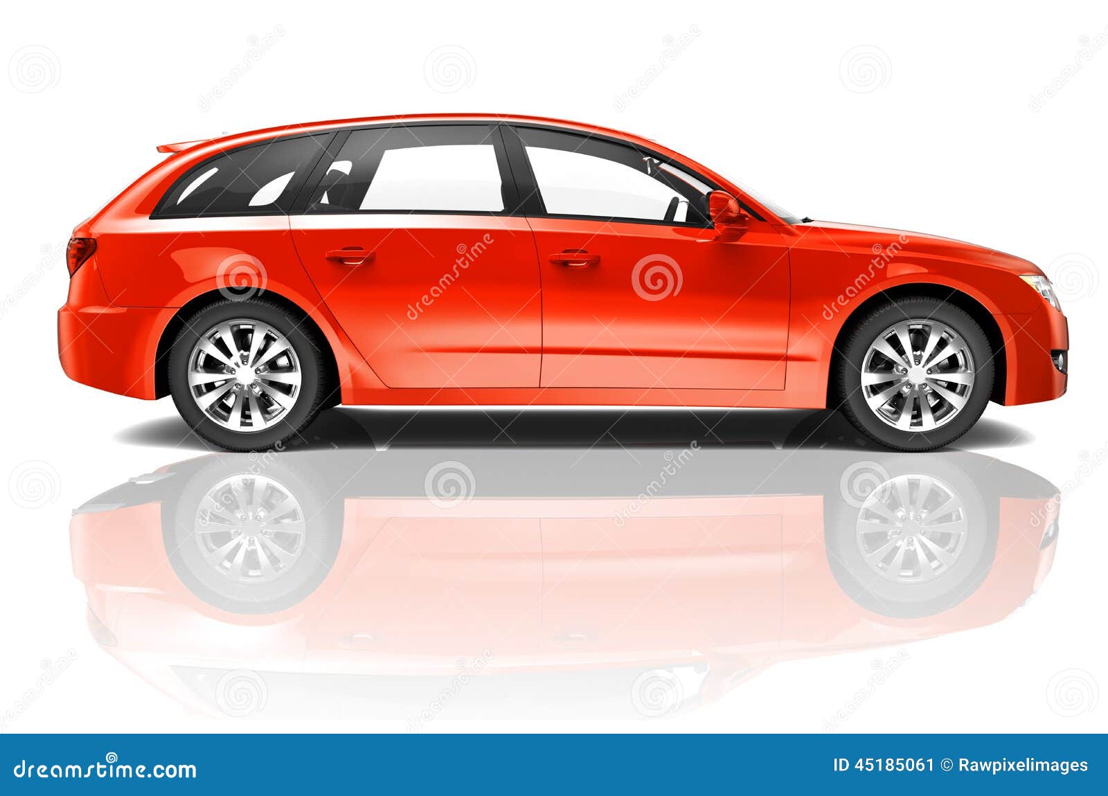Contemporary Compact Shiny Red Car Stock Image - Image of dimensional ...