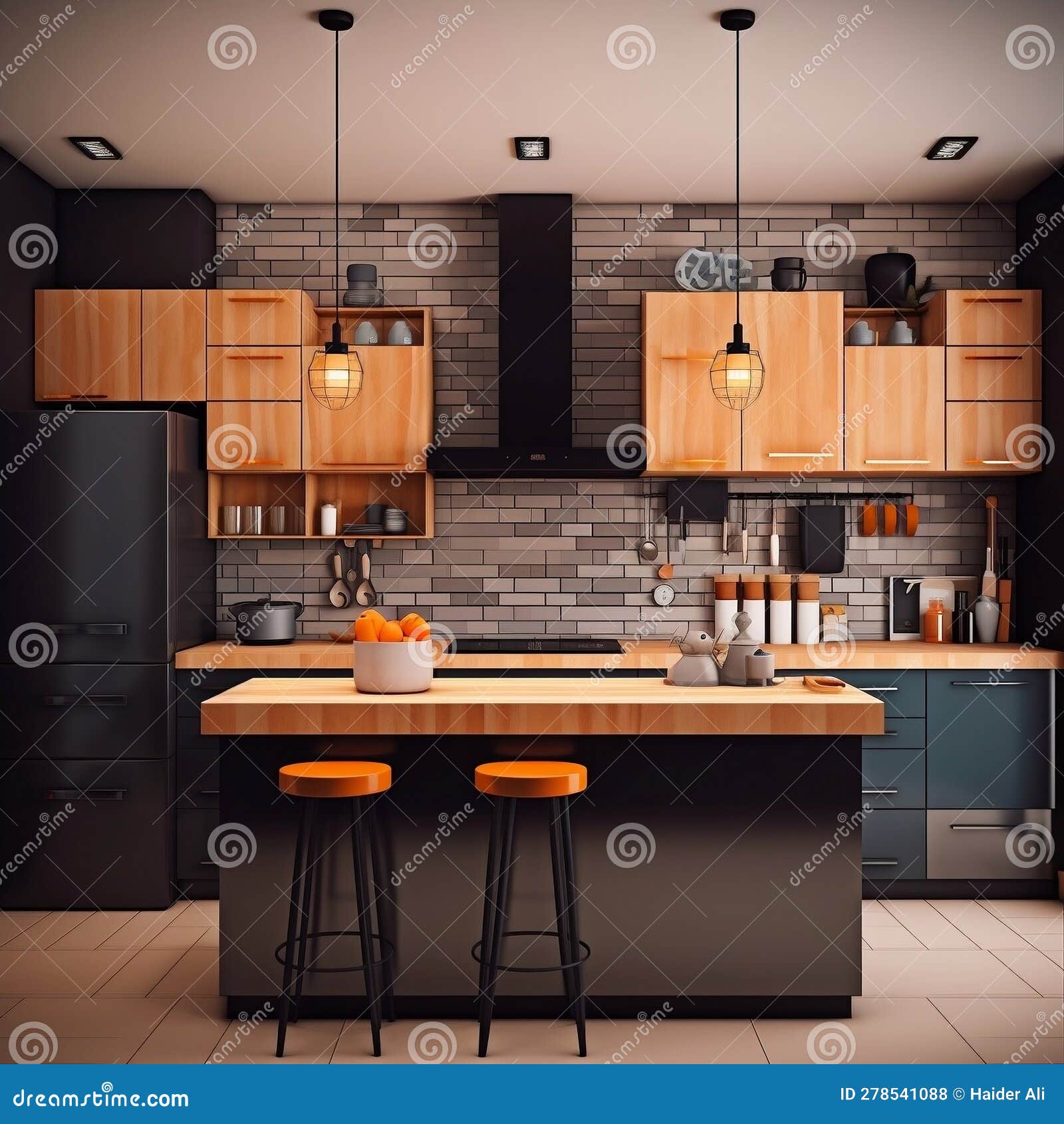 Contemporary Culinary Space Modern Kitchen Interior with Home Decor. AI ...