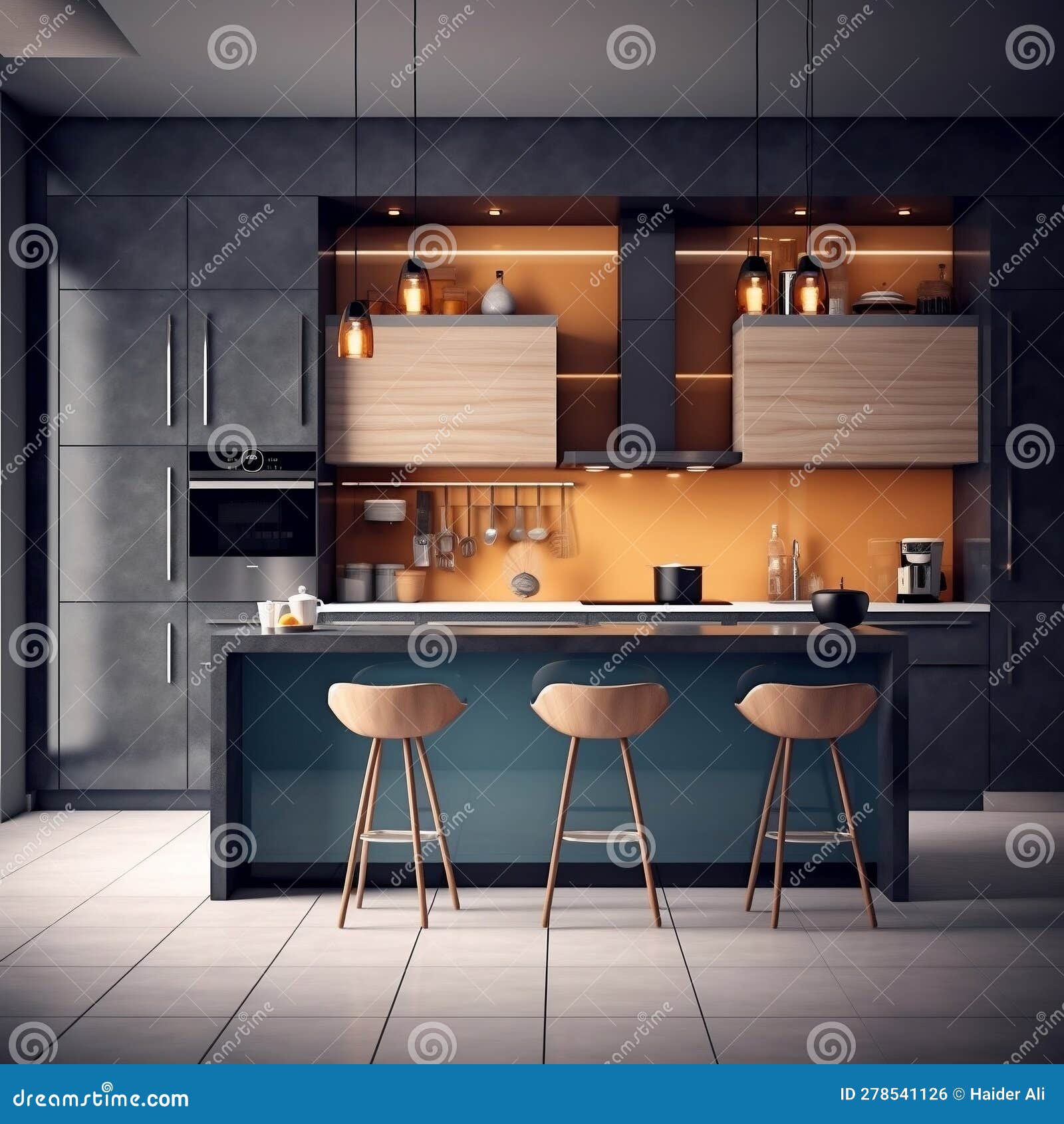 Contemporary Culinary Space Modern Kitchen Interior with Home Decor. AI ...