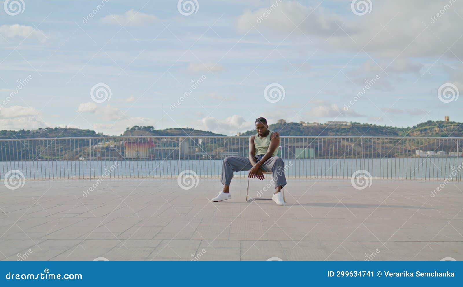 Contemporary Dancer Practicing Embankment Zoom on. Modern Man Moving on ...