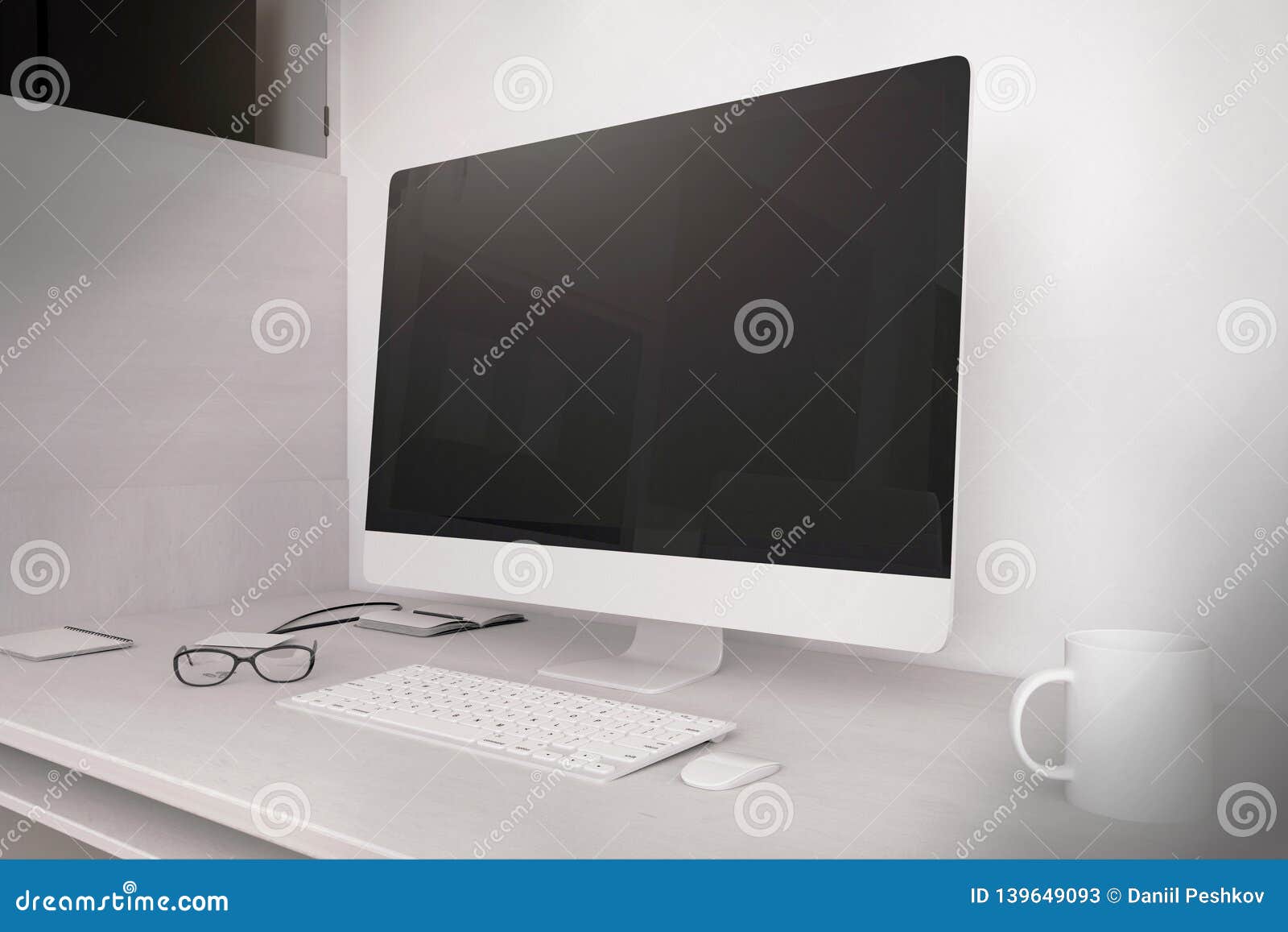 Contemporary Desktop with Black Computer Editorial Stock Photo ...