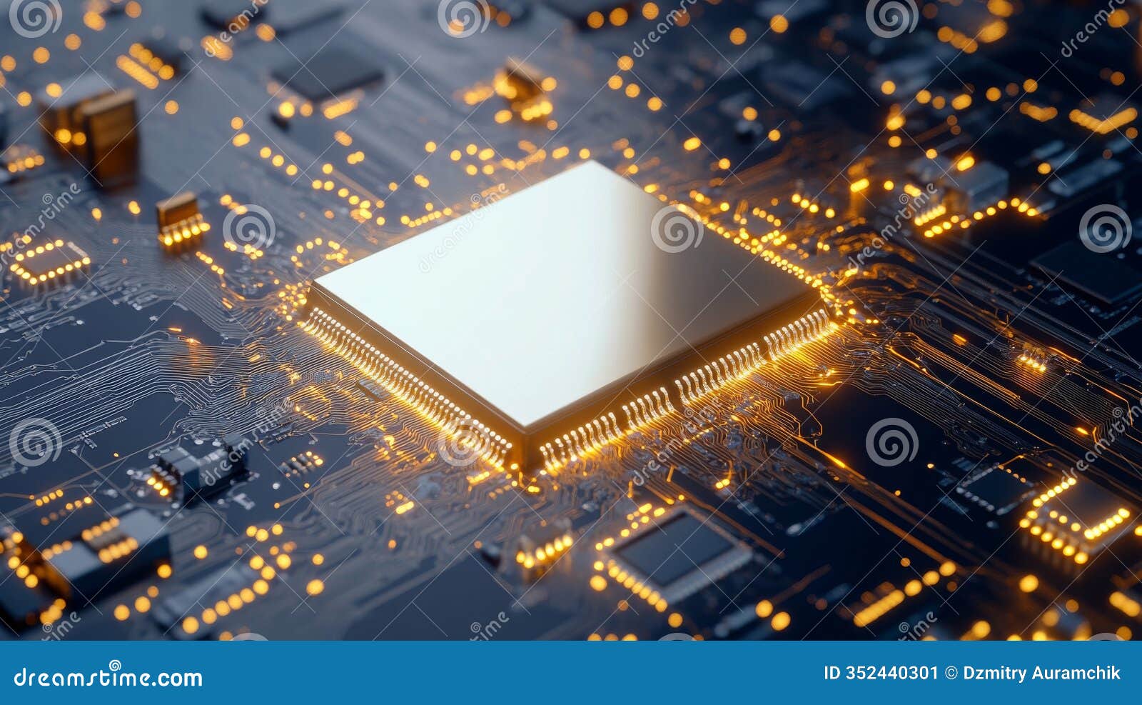 Contemporary Digital Environment with an Illuminated Central Processing Unit Stock Image - Image ...