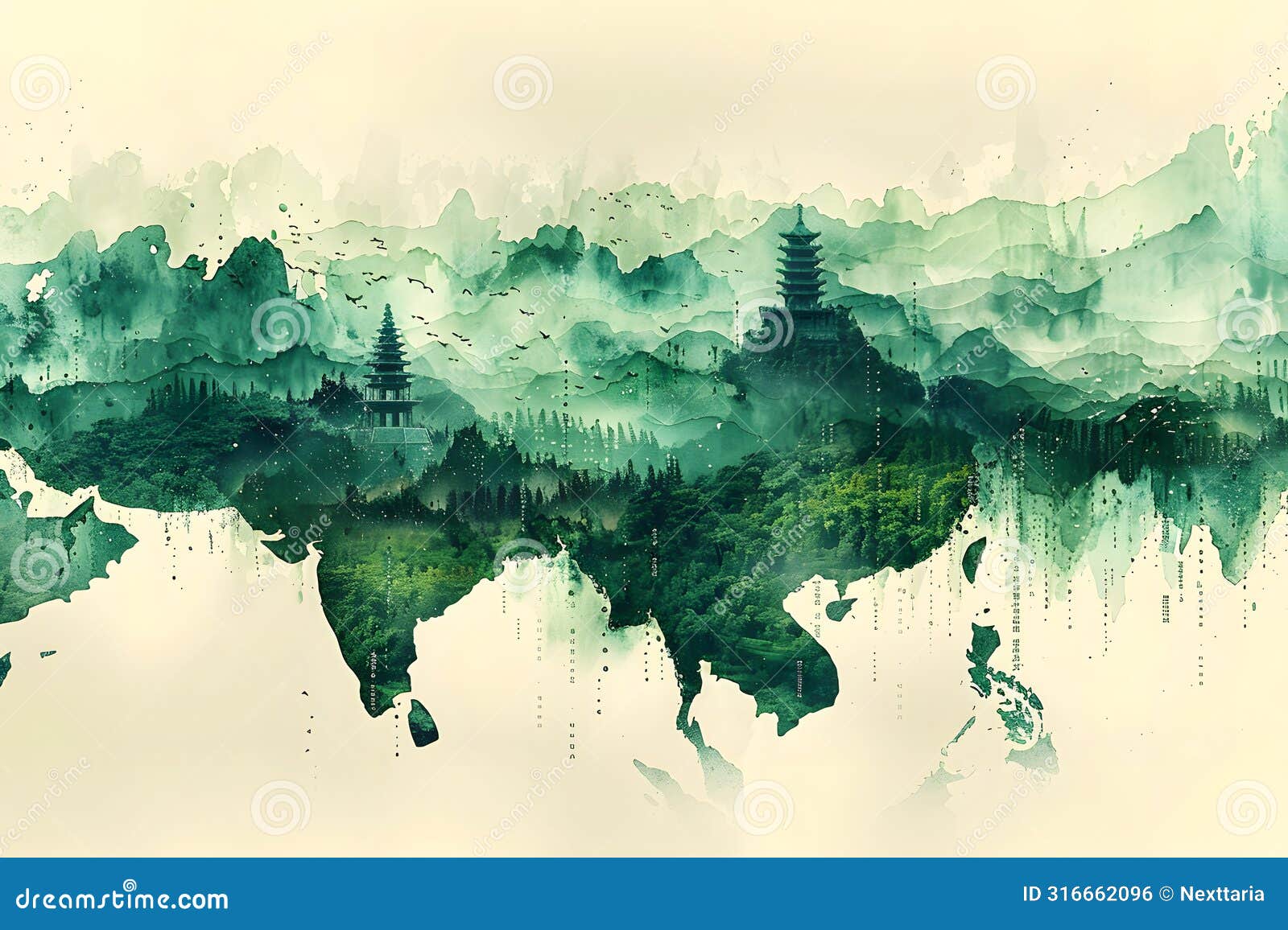 Contemporary Digital Map of Asia: a Minimalist Masterpiece Stock ...