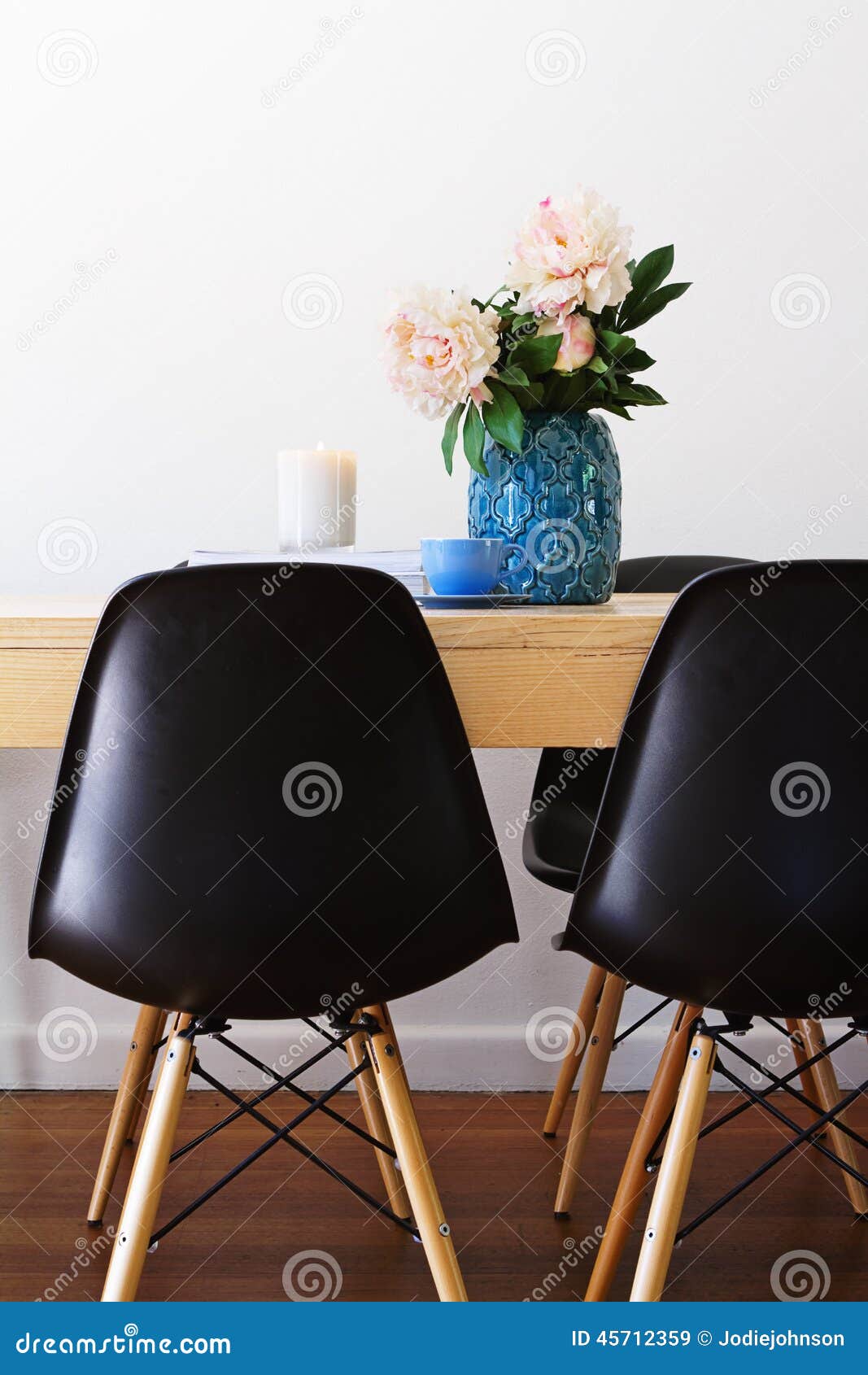 Contemporary Dining Table and Retro Chairs Stock Image - Image of ...