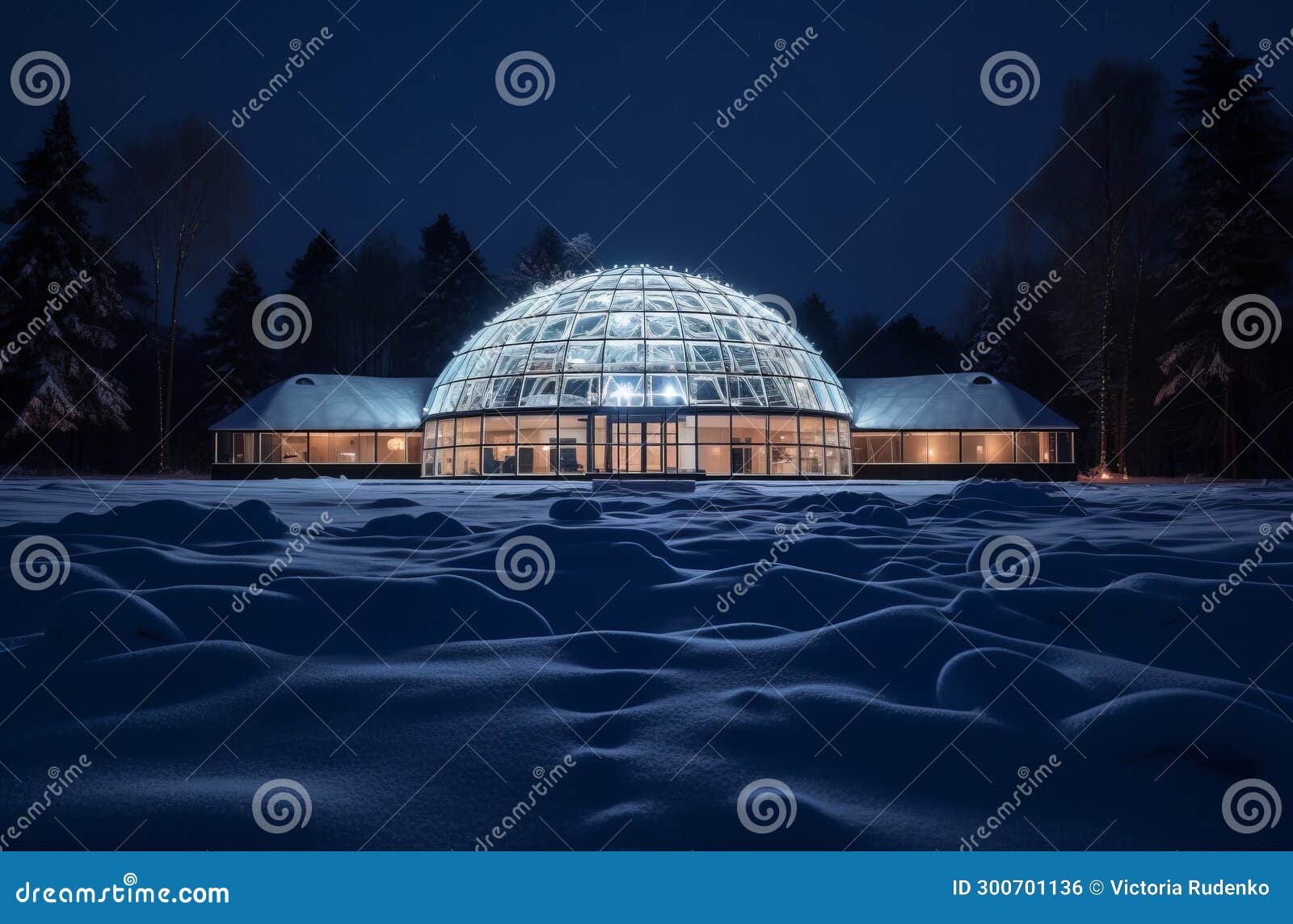 Geodesic Image in Snowy Landscape Stock Photo - Image of unique, dome ...