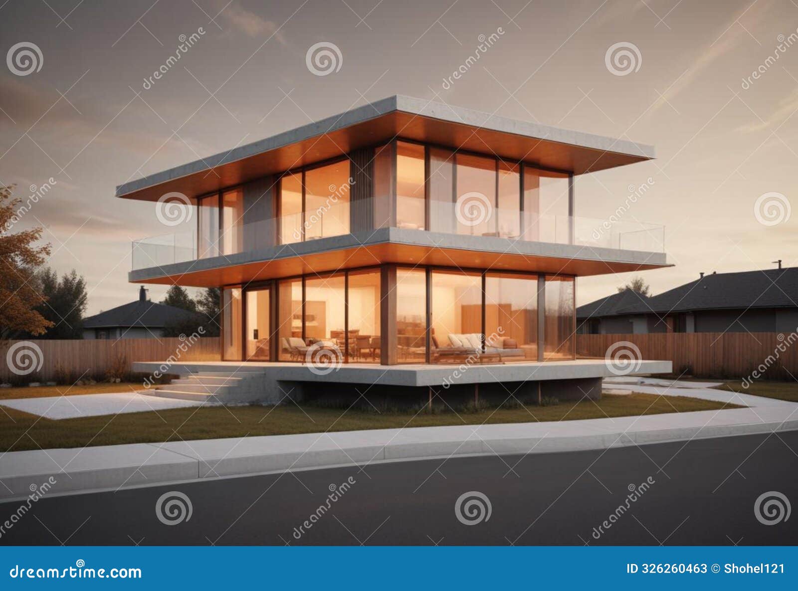 Contemporary Duplex with Expansive Glass Walls and Warm Evening Glow ...