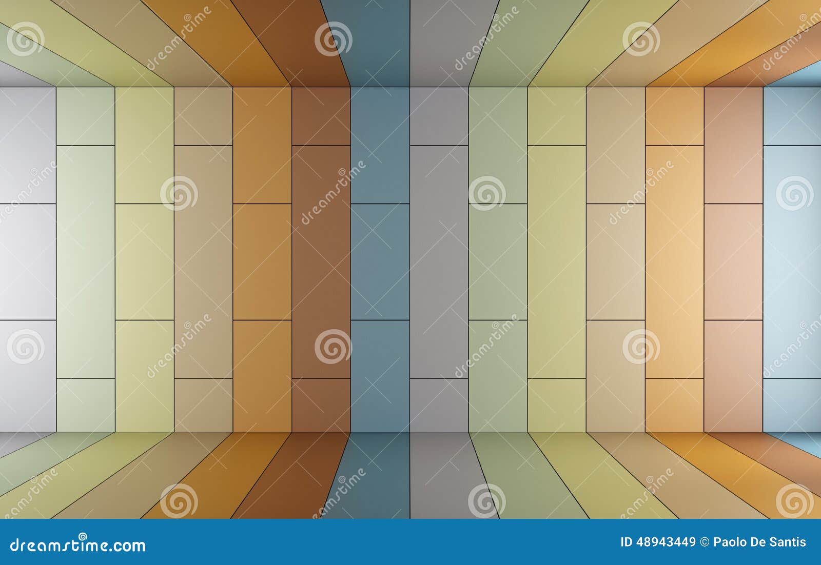 Contemporary Empty Room with Colorful Panel Stock Illustration ...