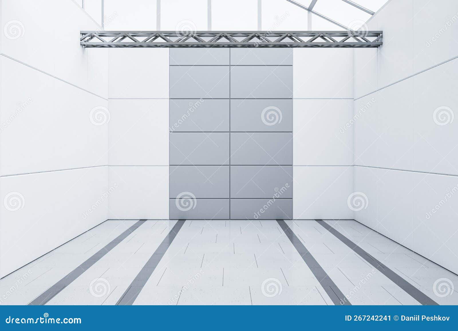 Contemporary White Garage Interior. Warehouse Concept. 3D Rendering ...