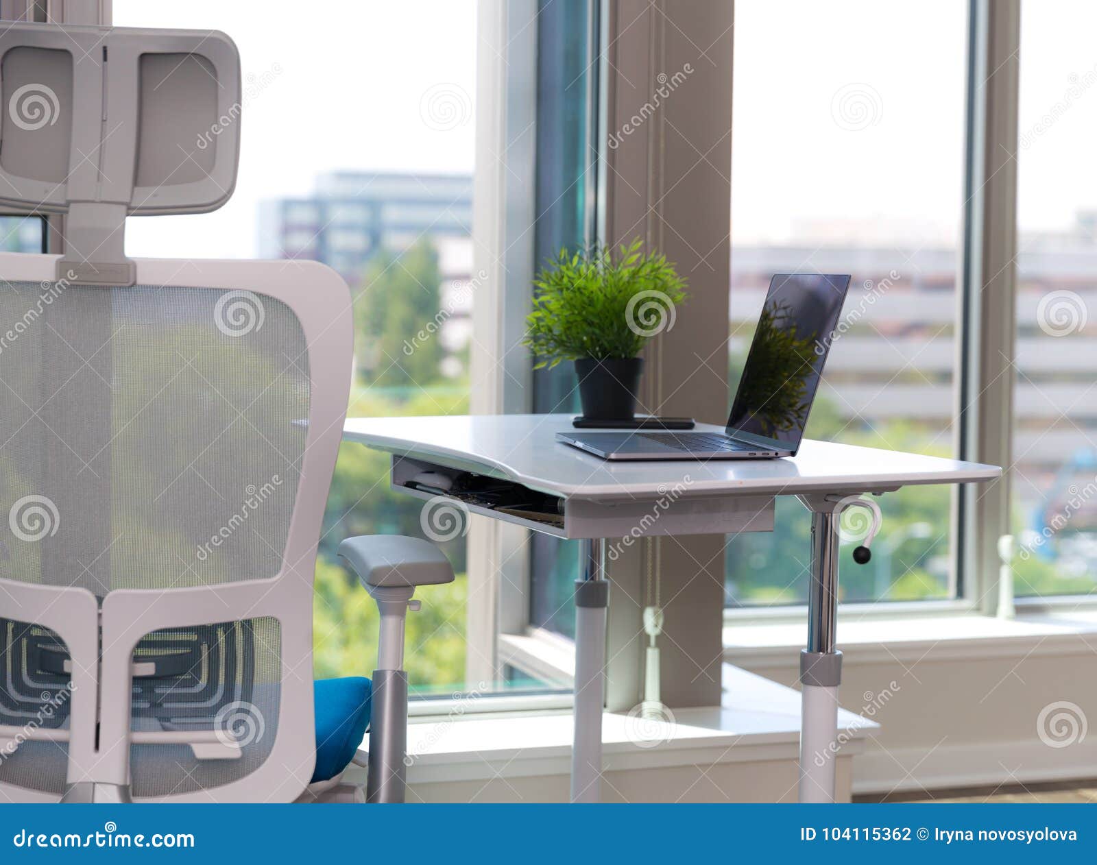 Contemporary Empty Working Space with Laptop on a Table, Work from Home ...