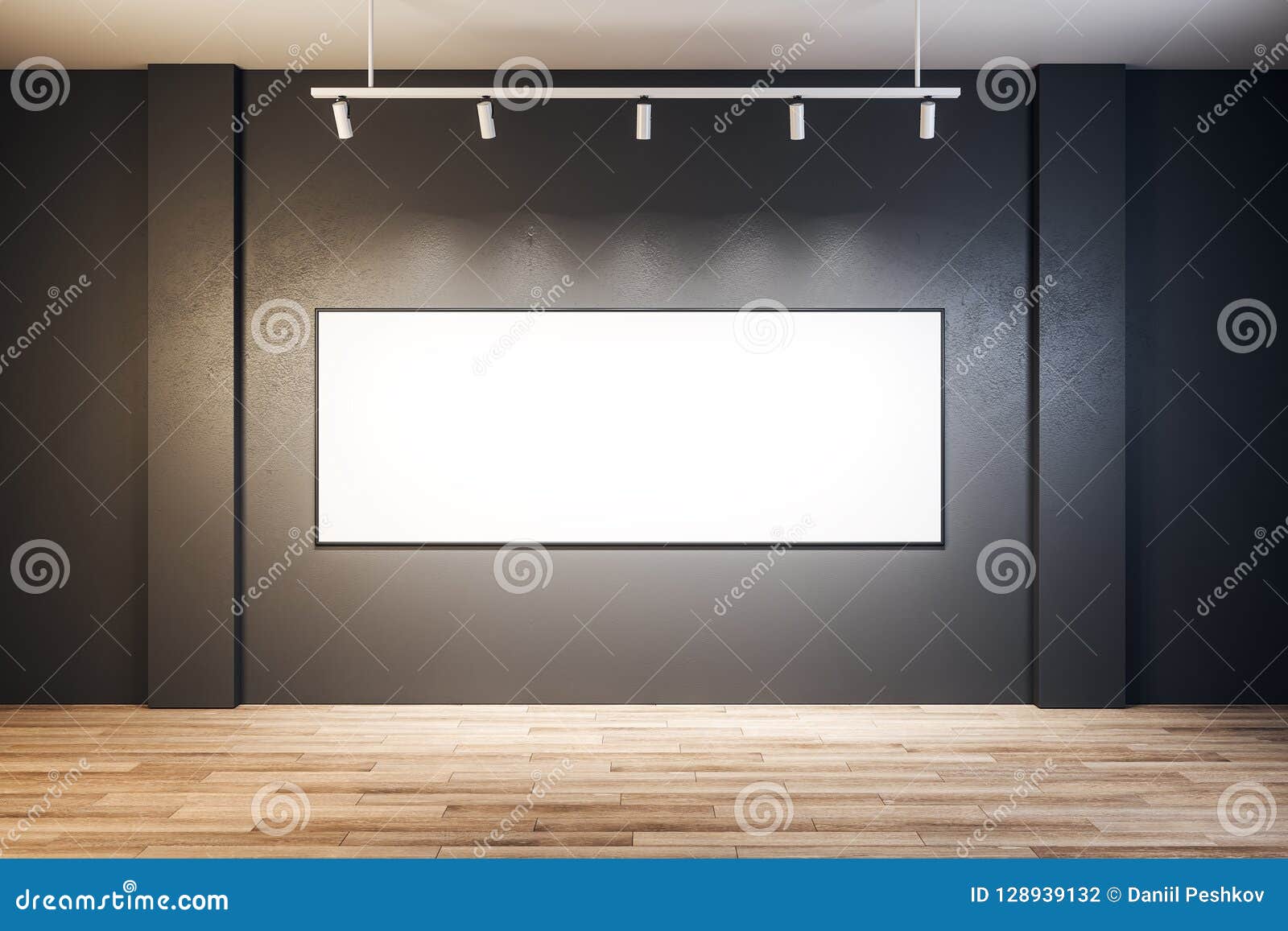 Contemporary Exhibition Hall with Empty Billboard Stock Illustration ...