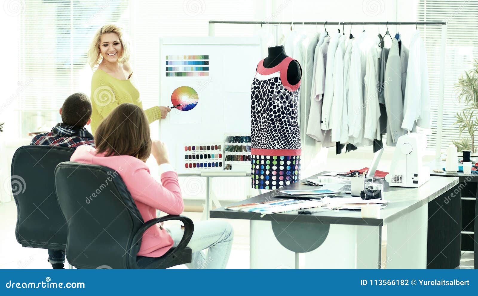 Contemporary Fashion Designer with the Creative Team Stock Photo ...