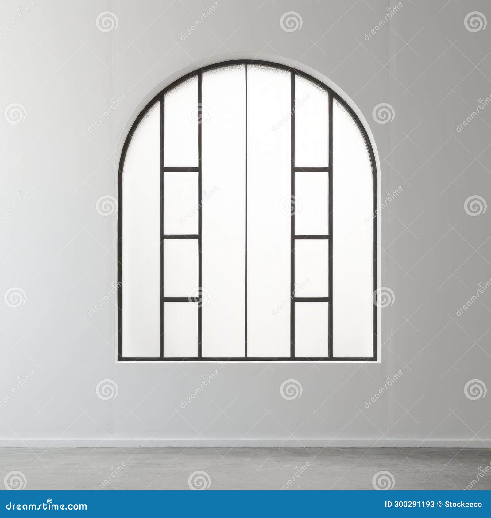 Contemporary Flat Wall Mockup with Black Arched Window Stock ...
