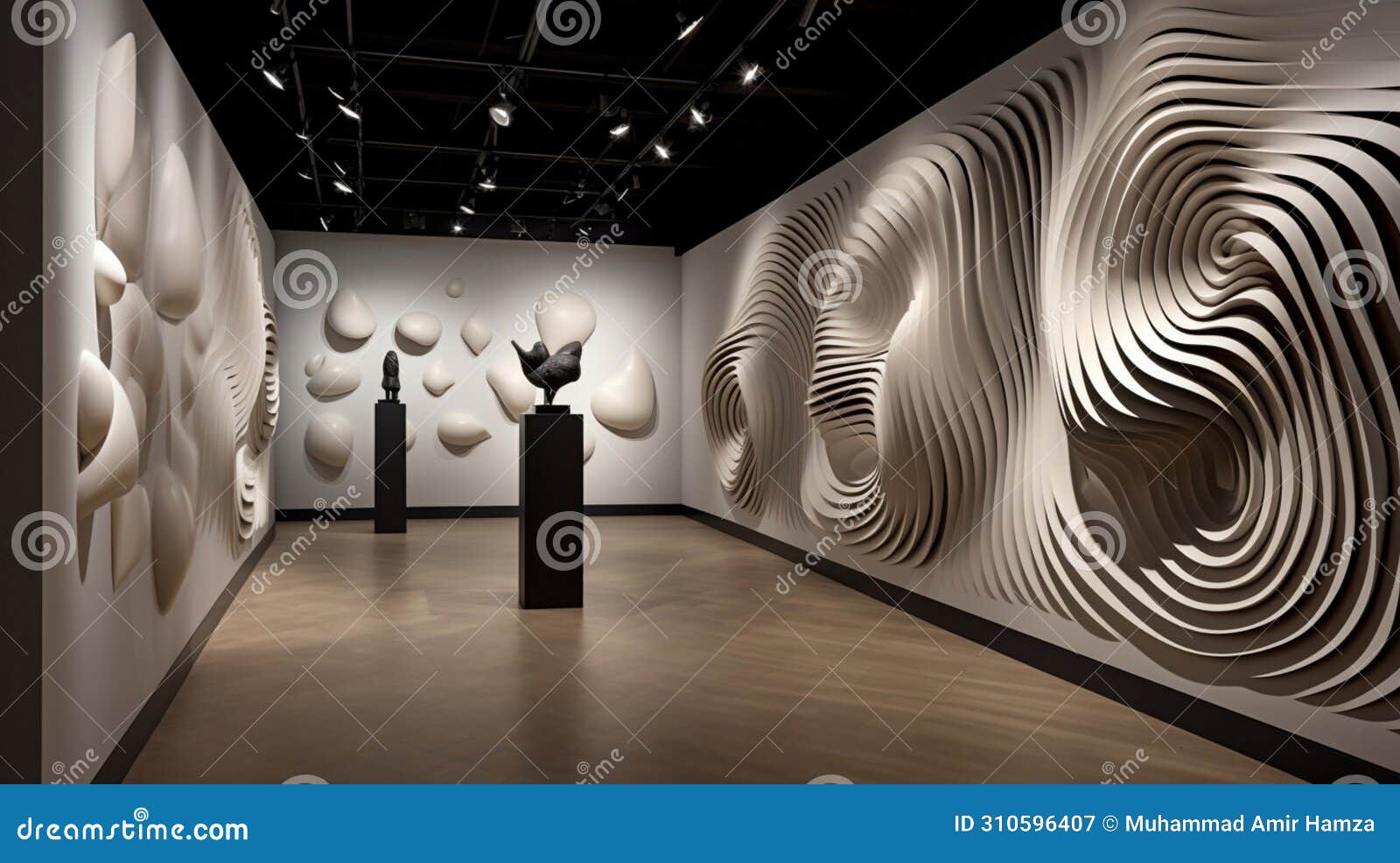 A Contemporary Gallery Space with a 3D Optical Illusion Wall Pattern ...