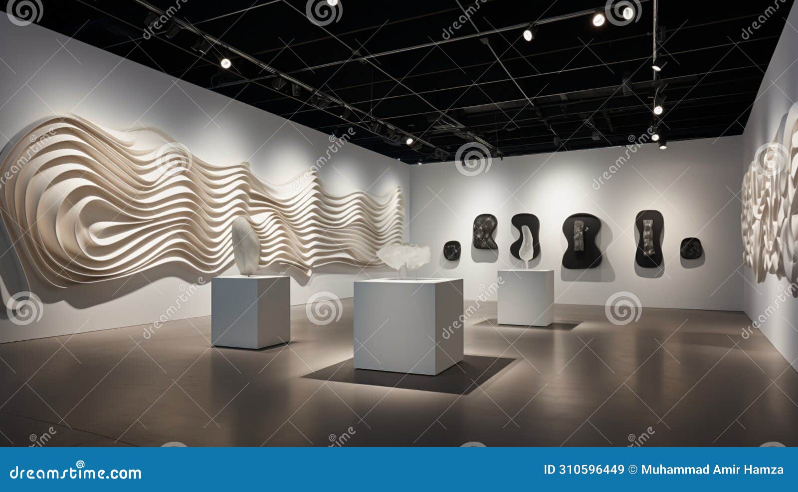 A Contemporary Gallery Space with a 3D Optical Illusion Wall Pattern ...