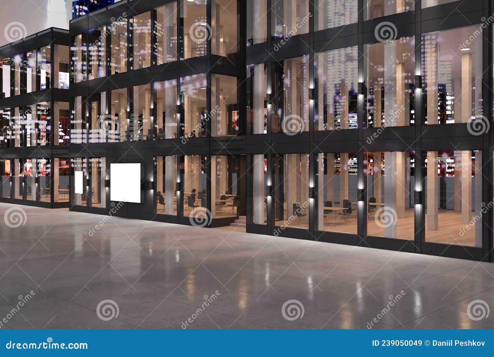 Contemporary Glass Store Front Exterior Design with Reflections and ...