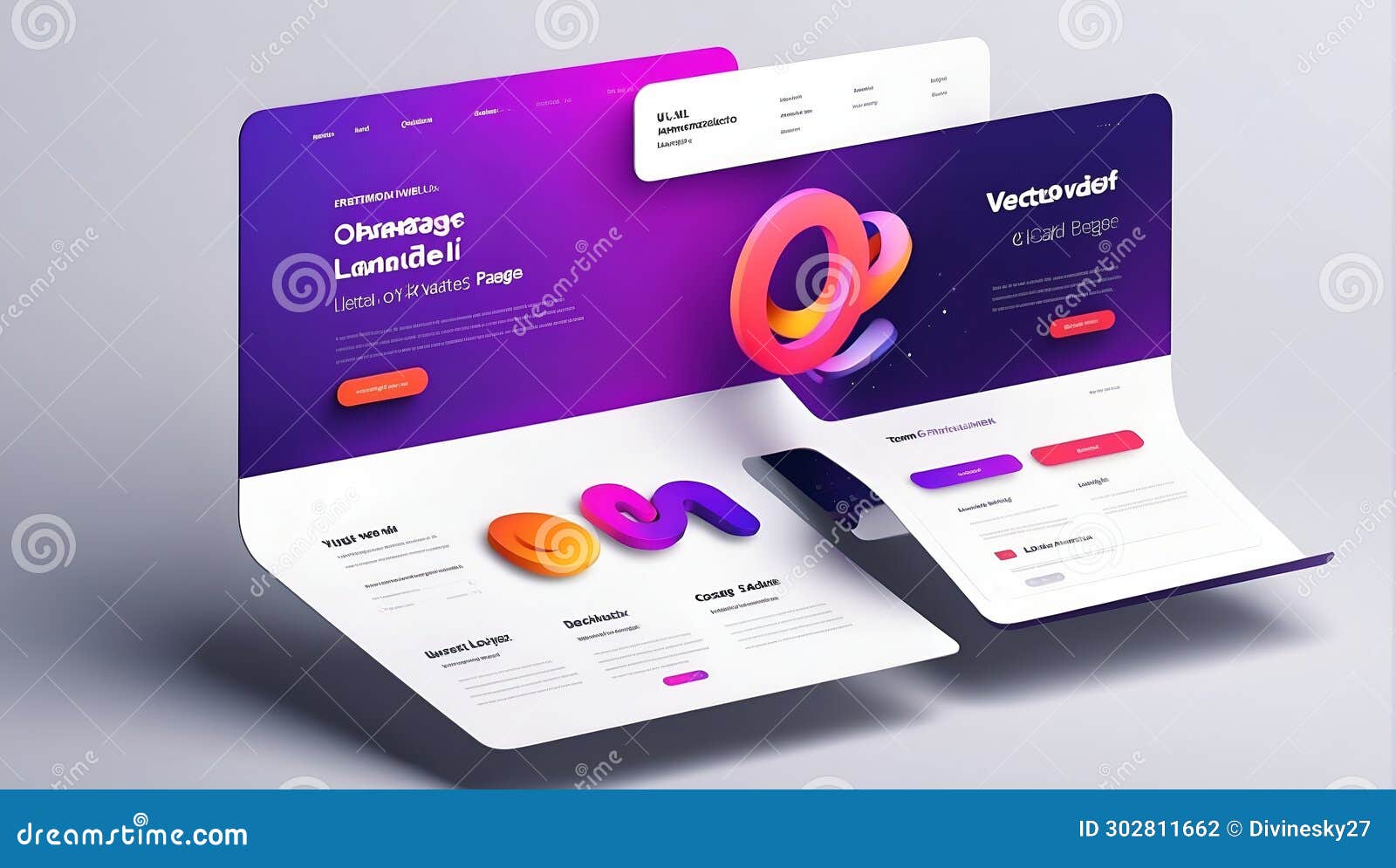 Contemporary Gradient UX Template. AI Generate Stock Illustration ...