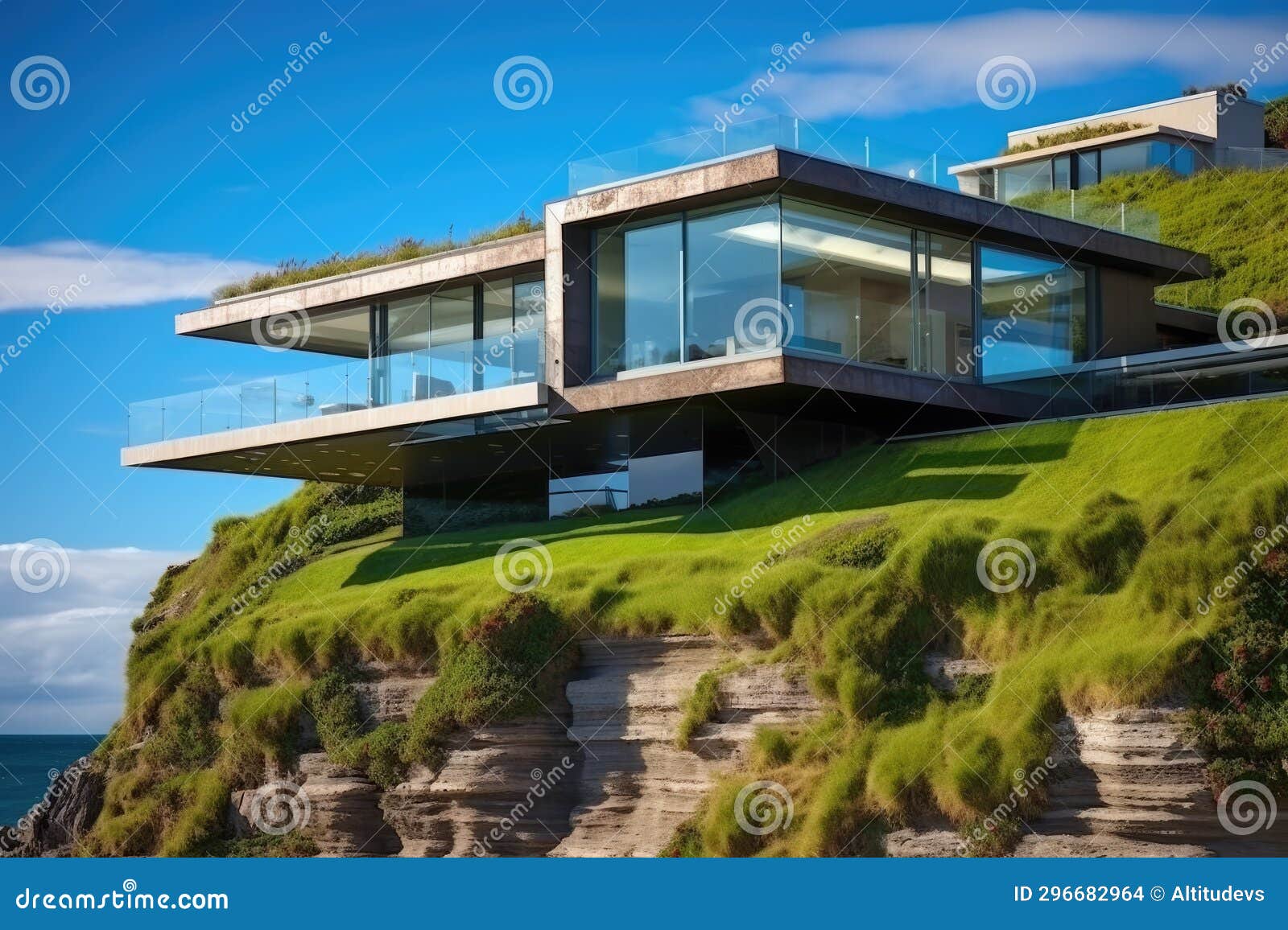 A Contemporary Home Built into a Cliff-side Stock Photo - Image of ...