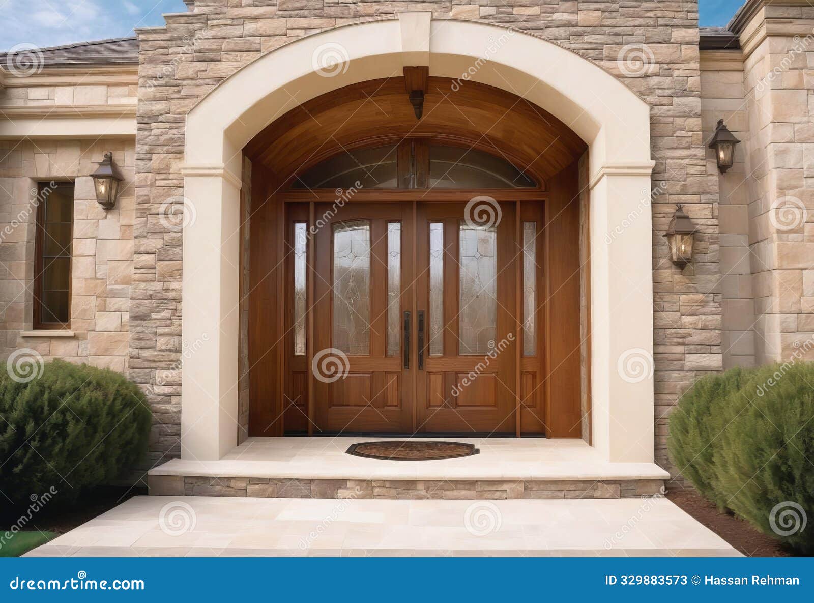 Contemporary House Entryway Featuring Natural Stone Wall Stock ...